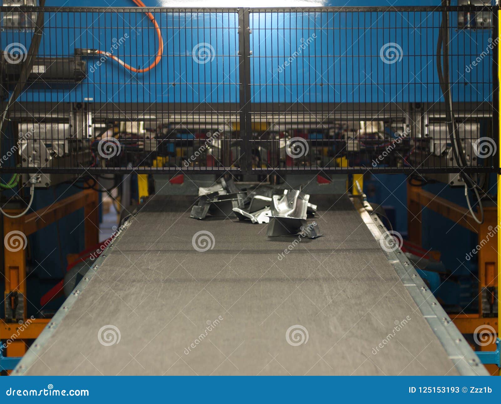 Stamping Press Output with Rubber Belt Conveyor Stock Image - Image of ...