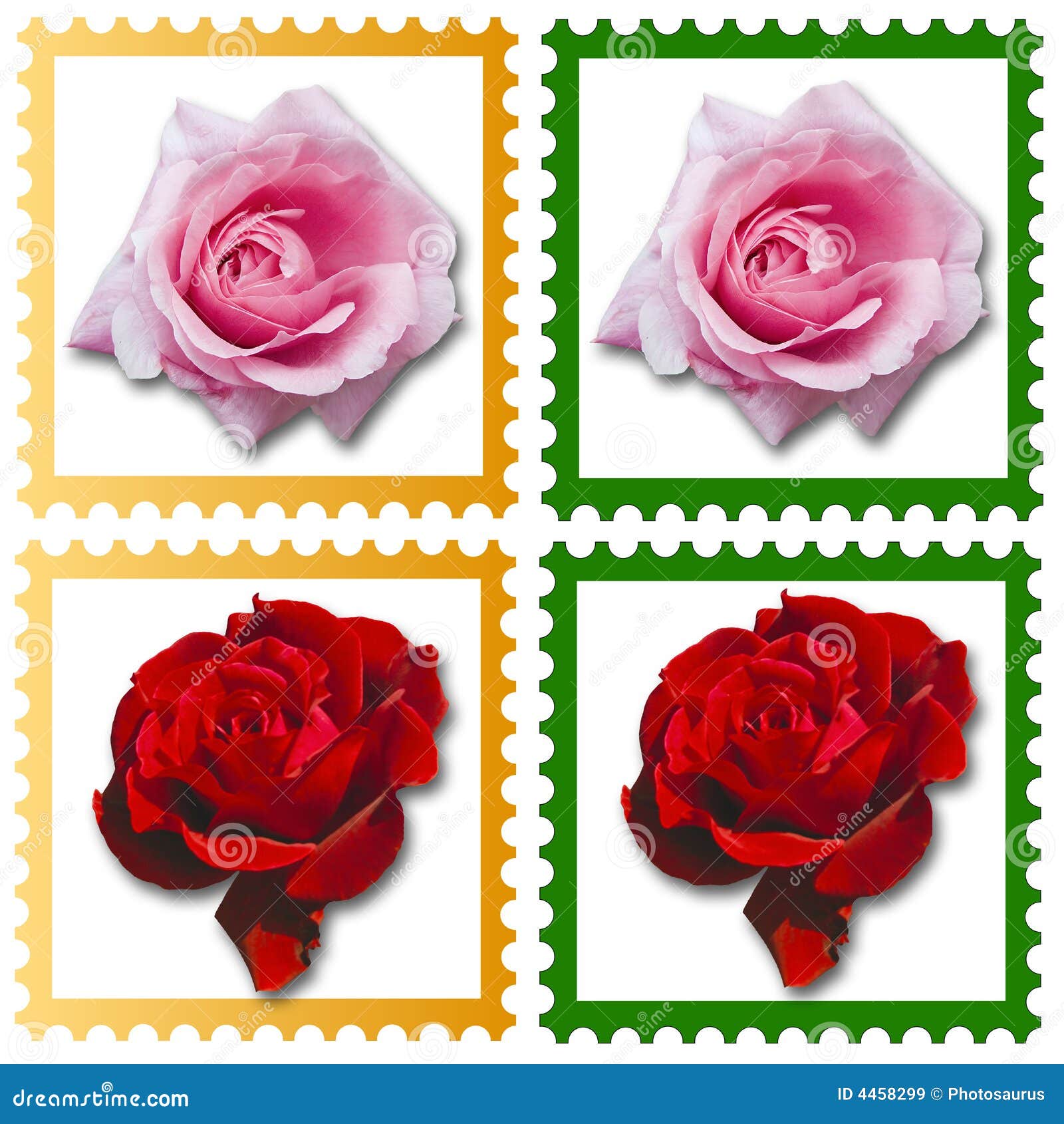 Stamps with roses stock illustration. Illustration of mail - 4458299