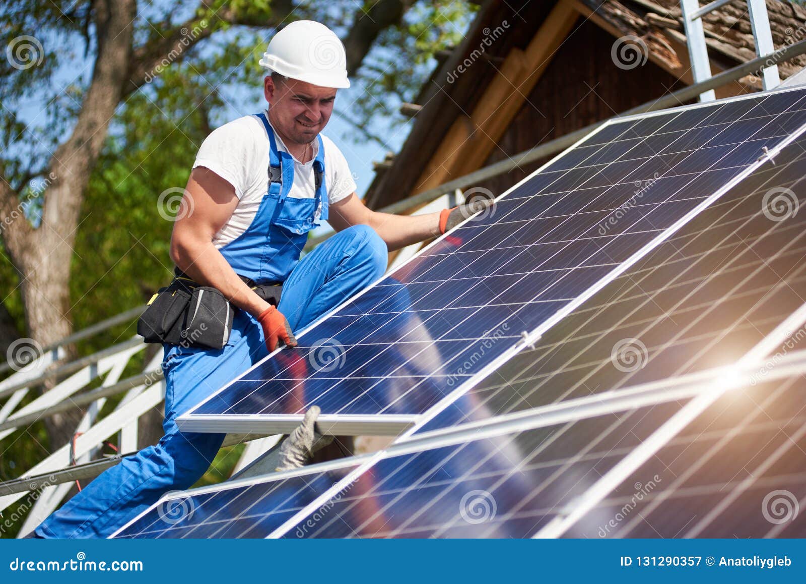 Stand-alone Exterior Solar Panel System Installation, Renewable Green ...