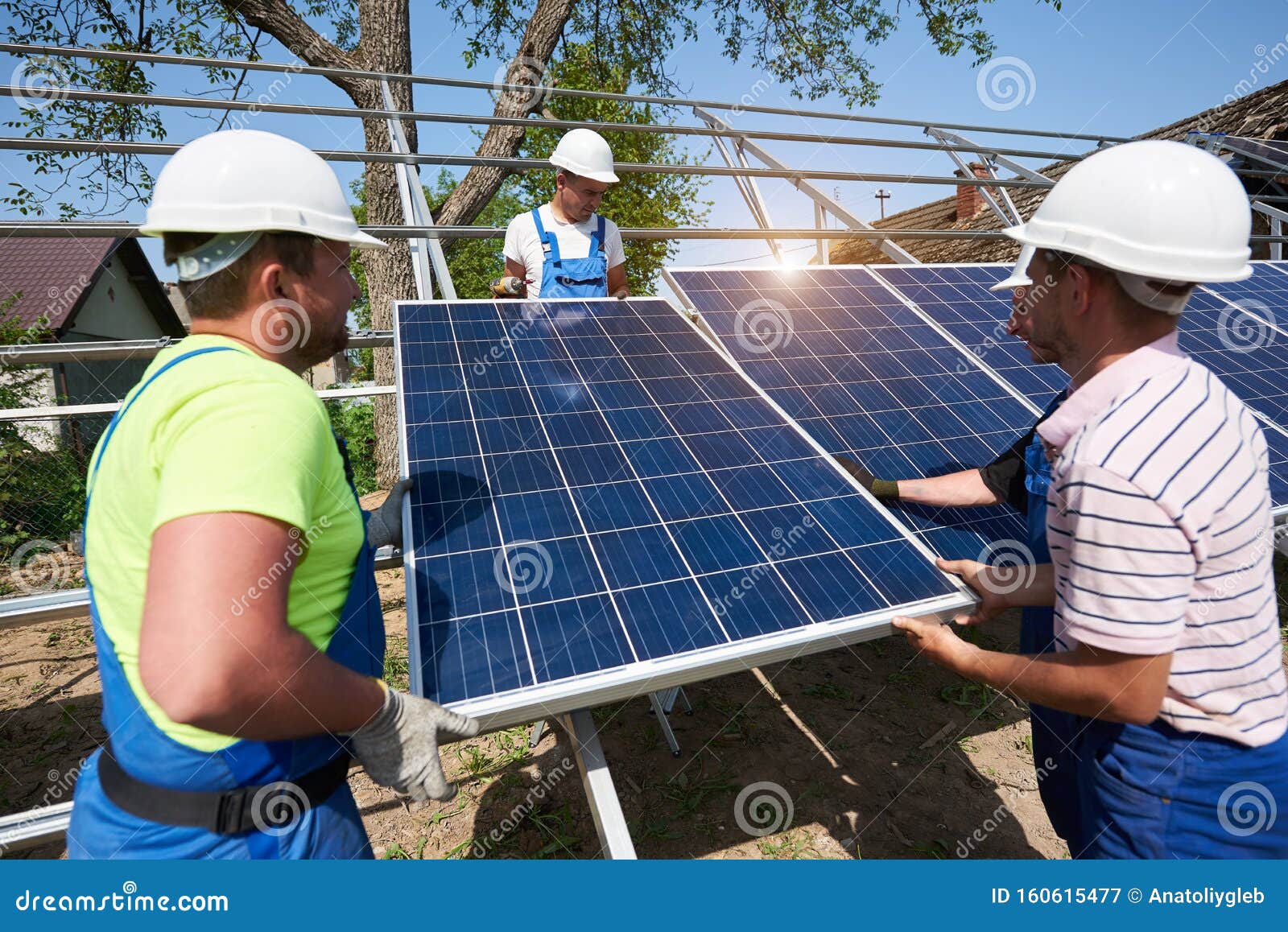 Stand-alone Exterior Solar Panel System Installation, Renewable Green ...