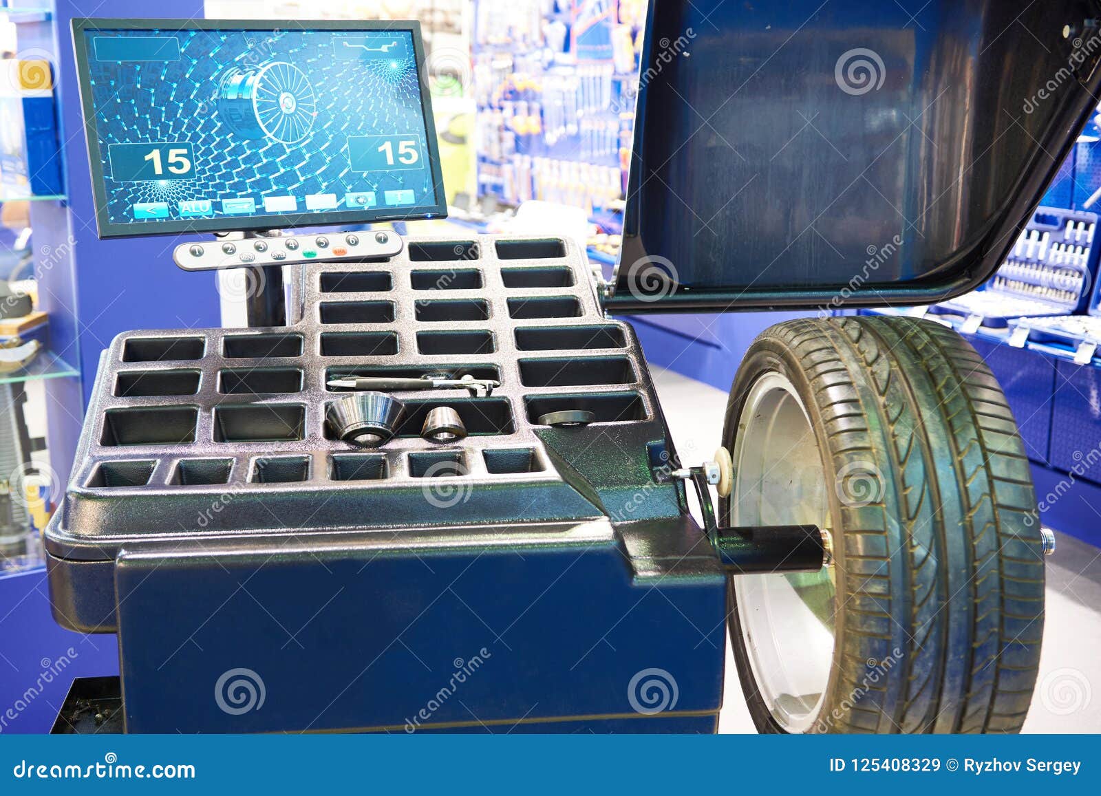 Stand for Balancing Wheels of Car Stock Image - Image of display, check ...