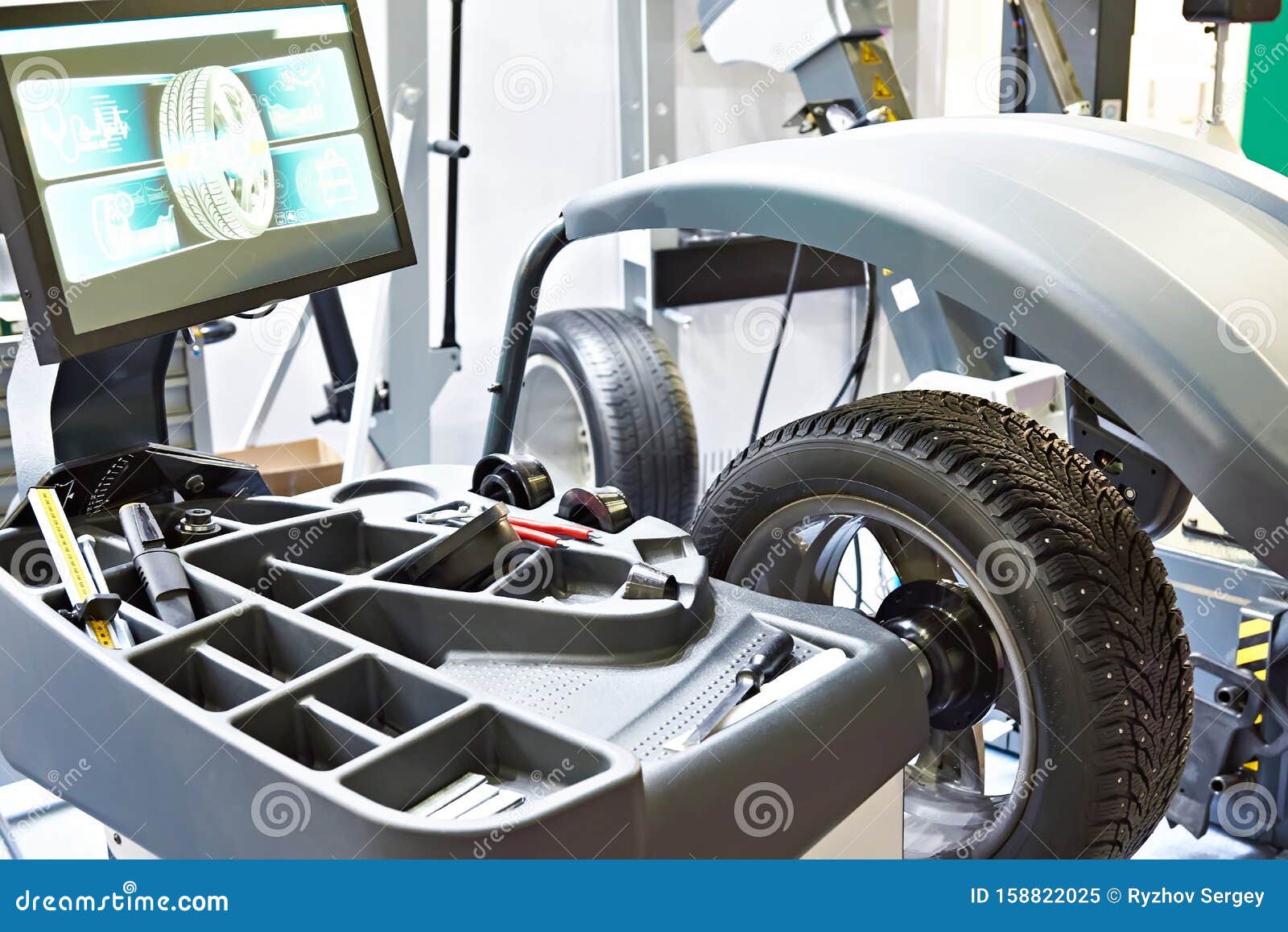 Stand for Balancing Wheels of Car Stock Image - Image of check ...