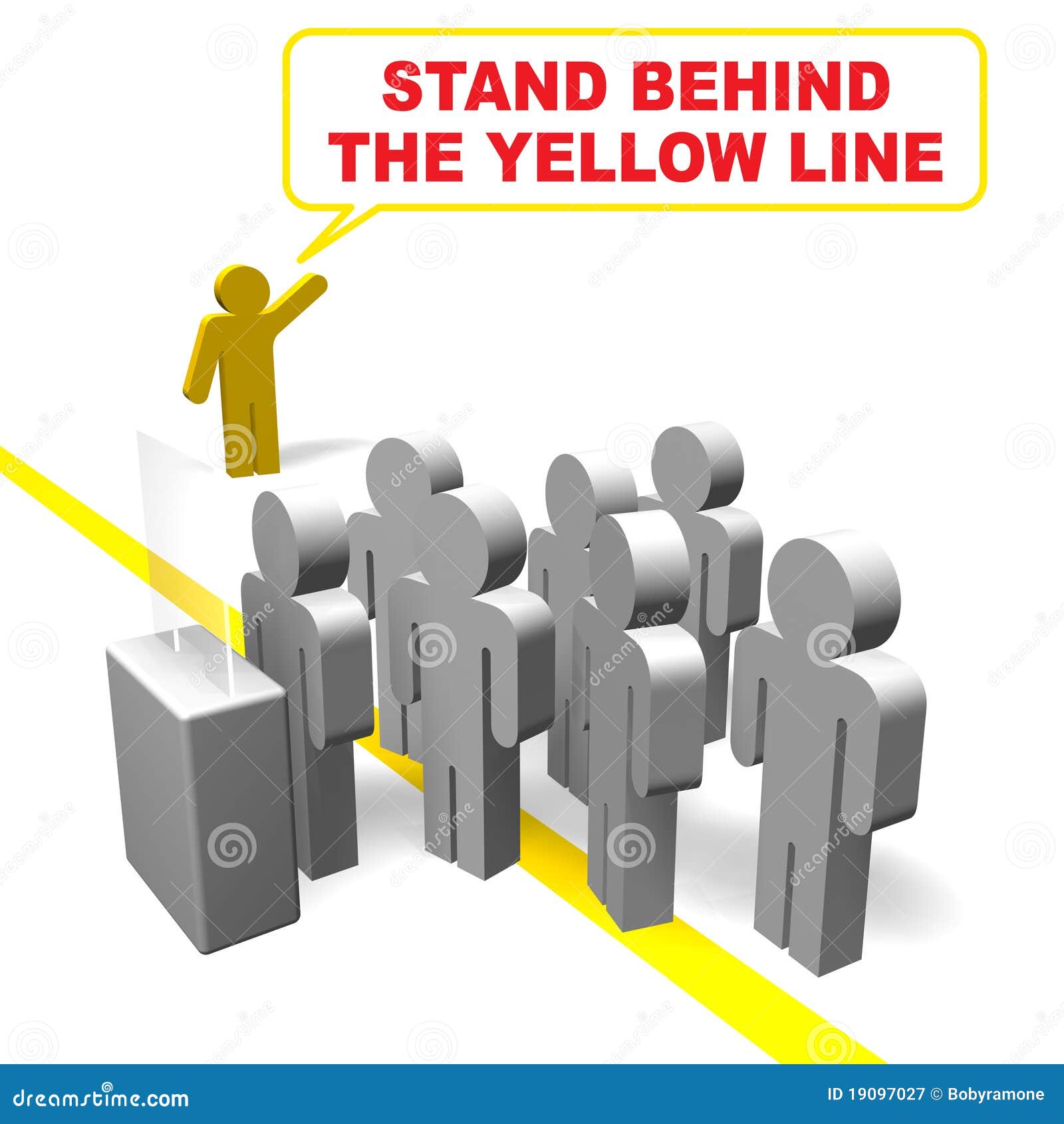 Stand Behind the Yellow Line Stock Illustration - Illustration of order ...