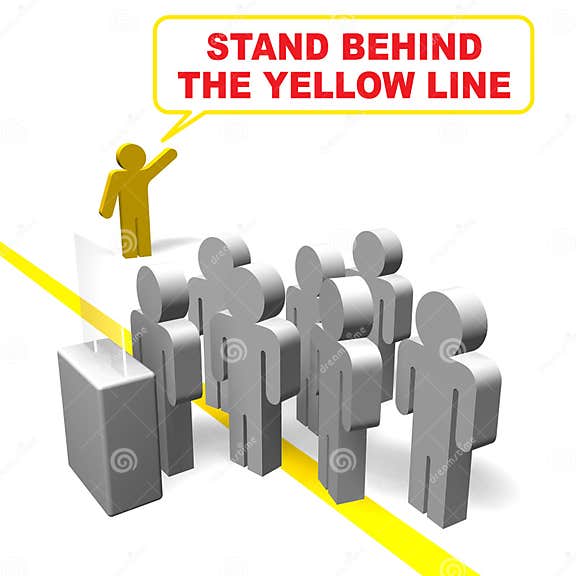 Stand Behind the Yellow Line Stock Illustration - Illustration of order ...