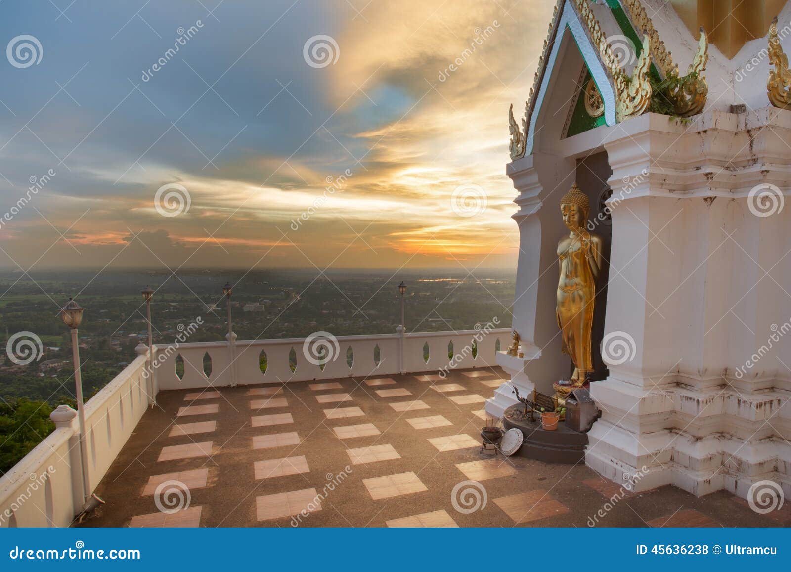 Stand Buddha Statue during Sunset Stock Photo - Image of temple, monk ...