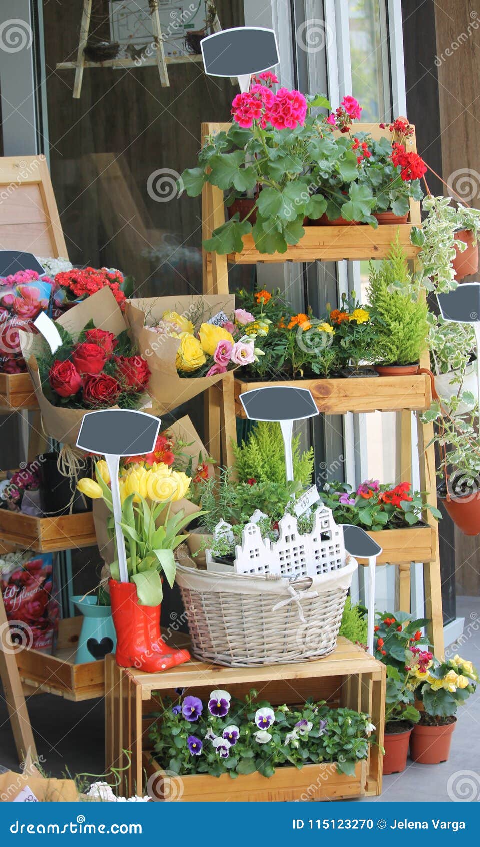 Stand with flowers stock photo. Image of beautiful, spring - 115123270