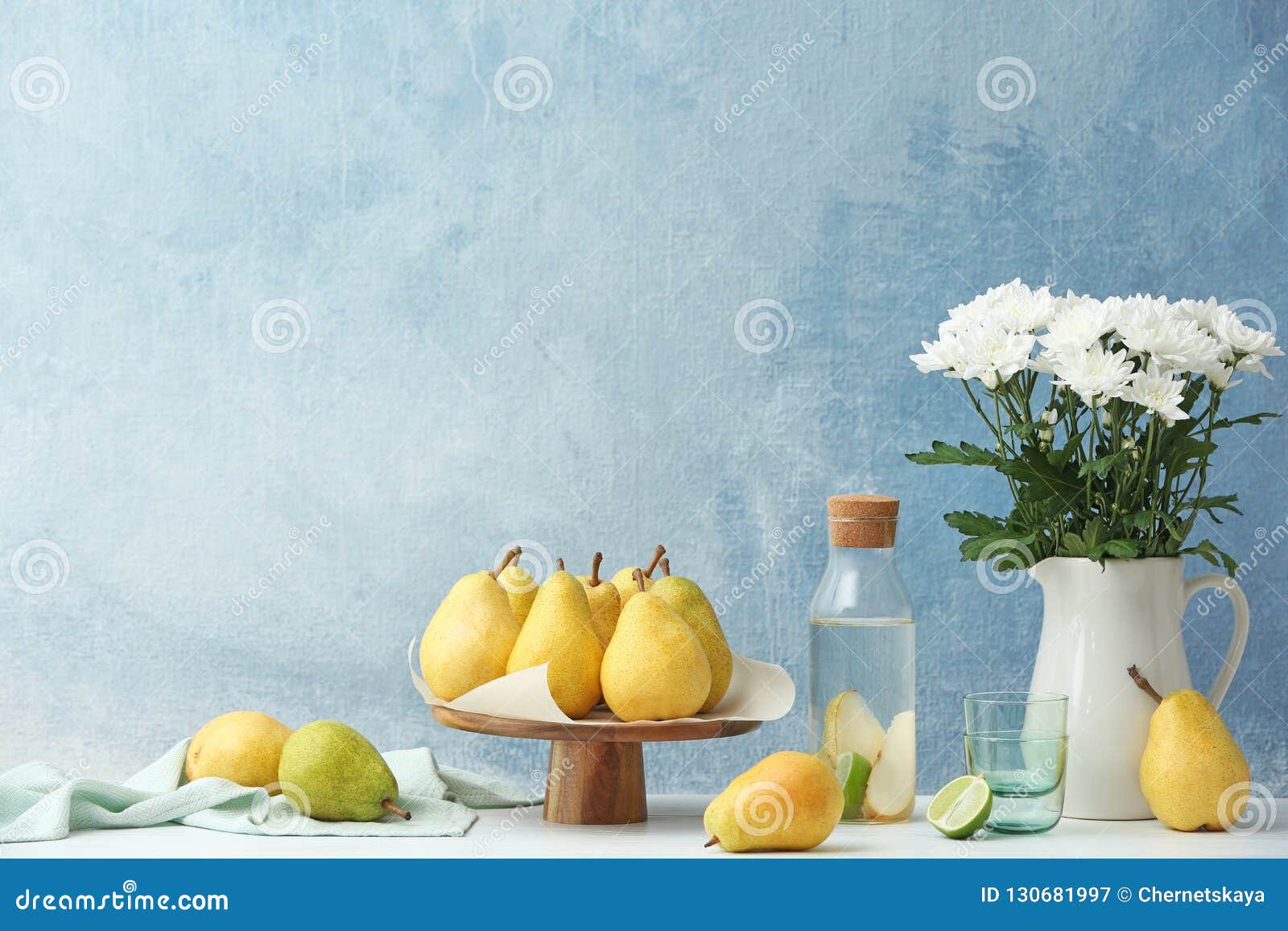 Stand with Fresh Ripe Pears on Table Stock Image - Image of healthy ...