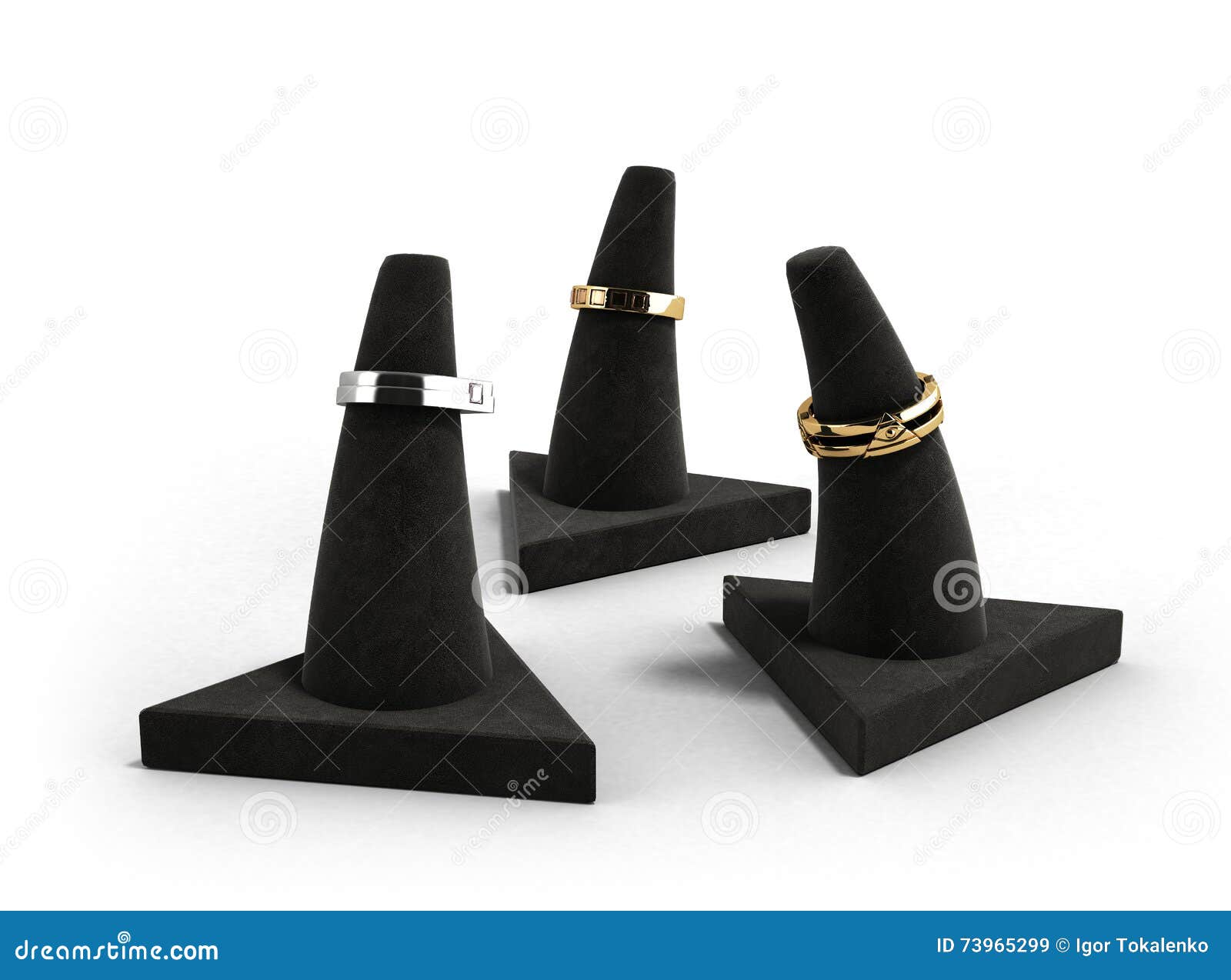 Stand for Gold Rings with Rings on Them on a White Background Stock ...