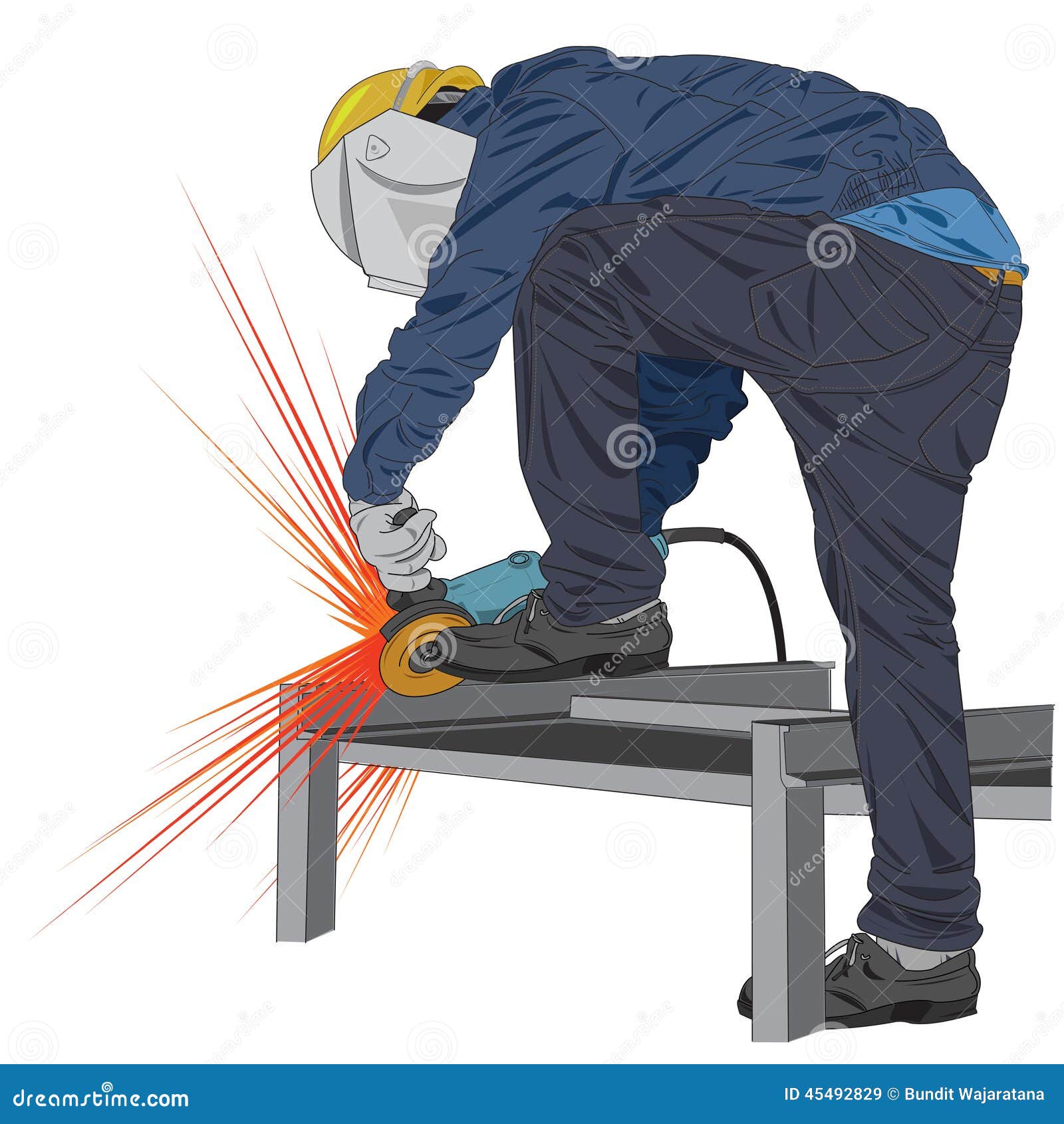 Stand Grinder Worker Stock Illustration - Image: 45492829