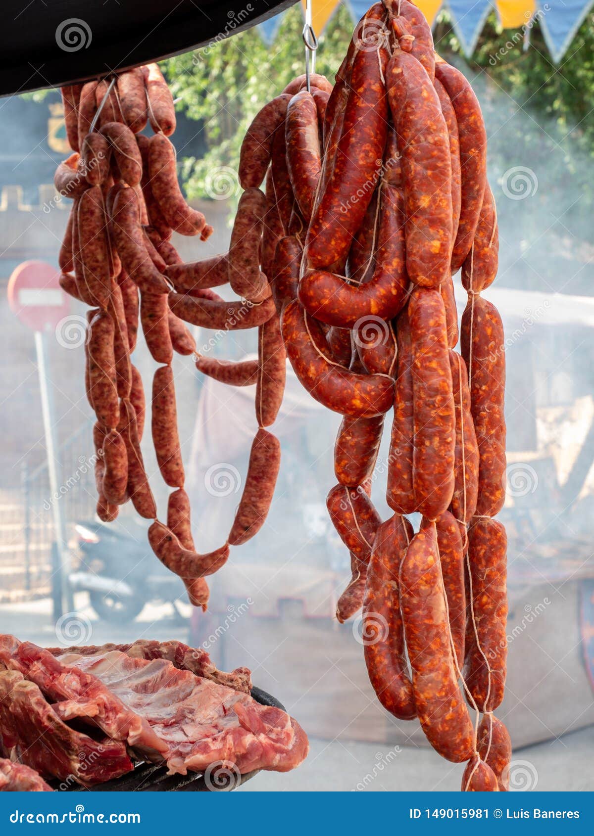 Stand of Hanging Chorizos for Their Preparation Stock Image - Image of ...
