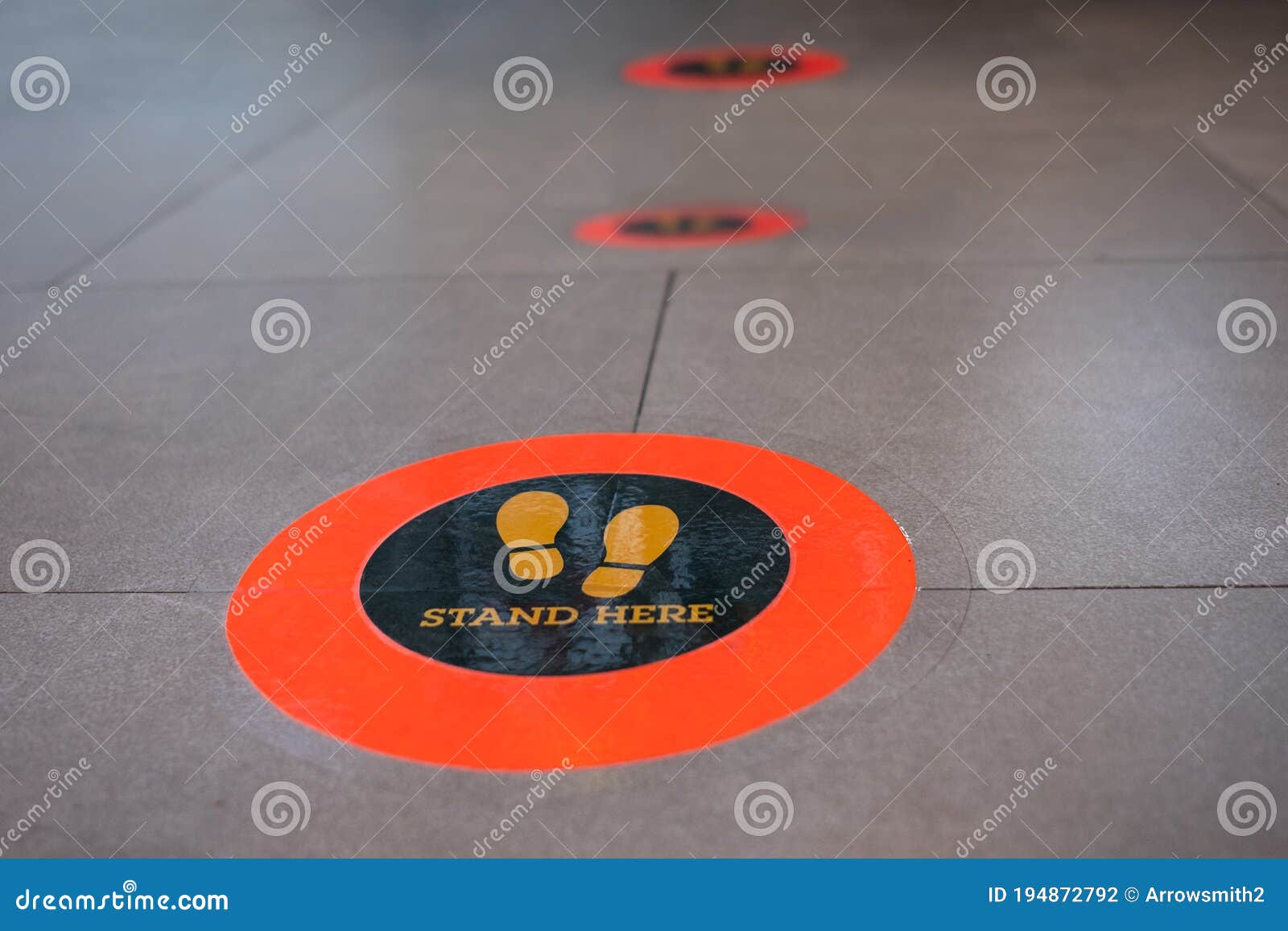 Stand Here Foot Sign or Symbol on the Floor Stock Photo - Image of sign ...