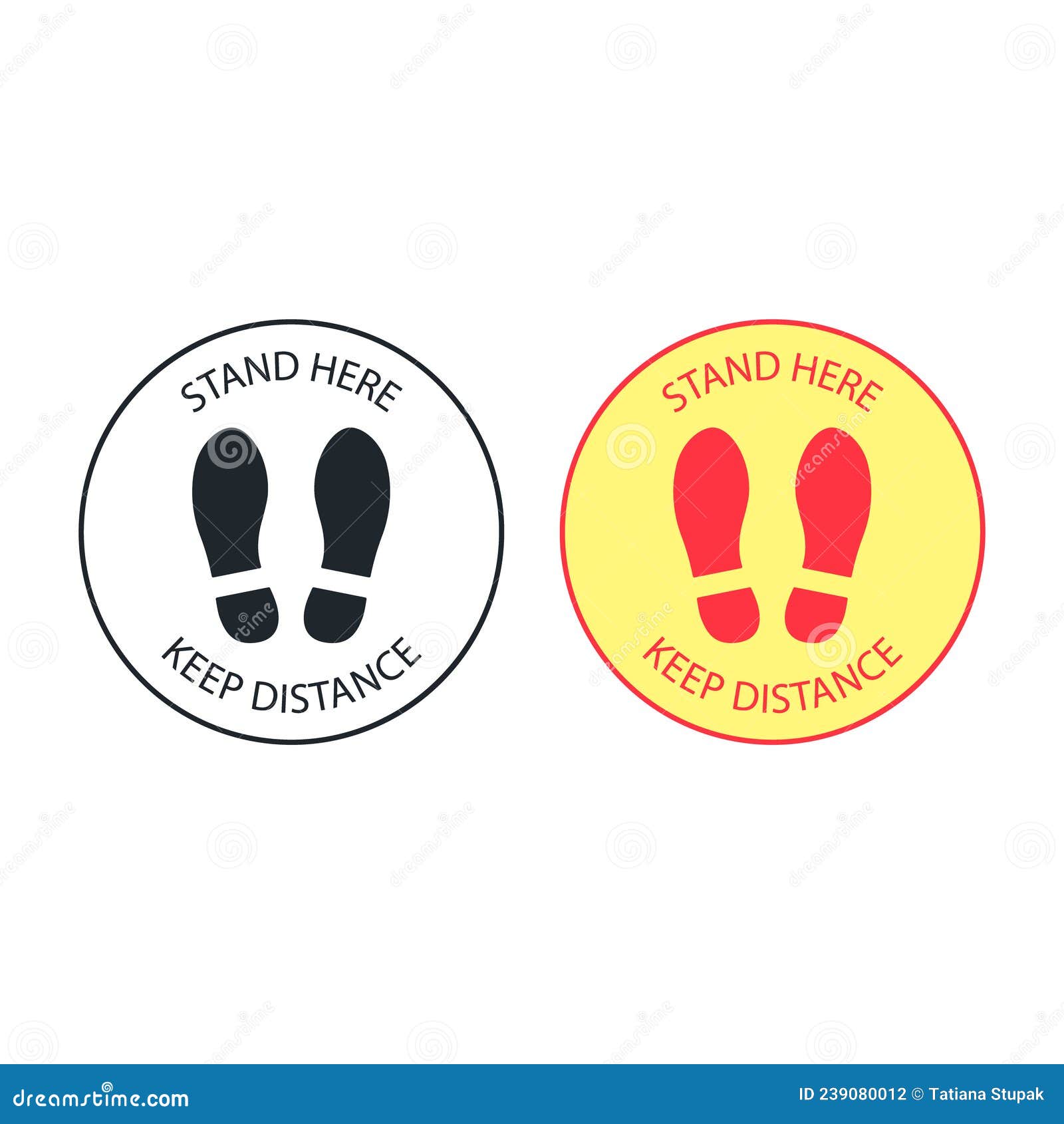Stand Here Keep Distance Sign or Sticker on White Background. Vector ...
