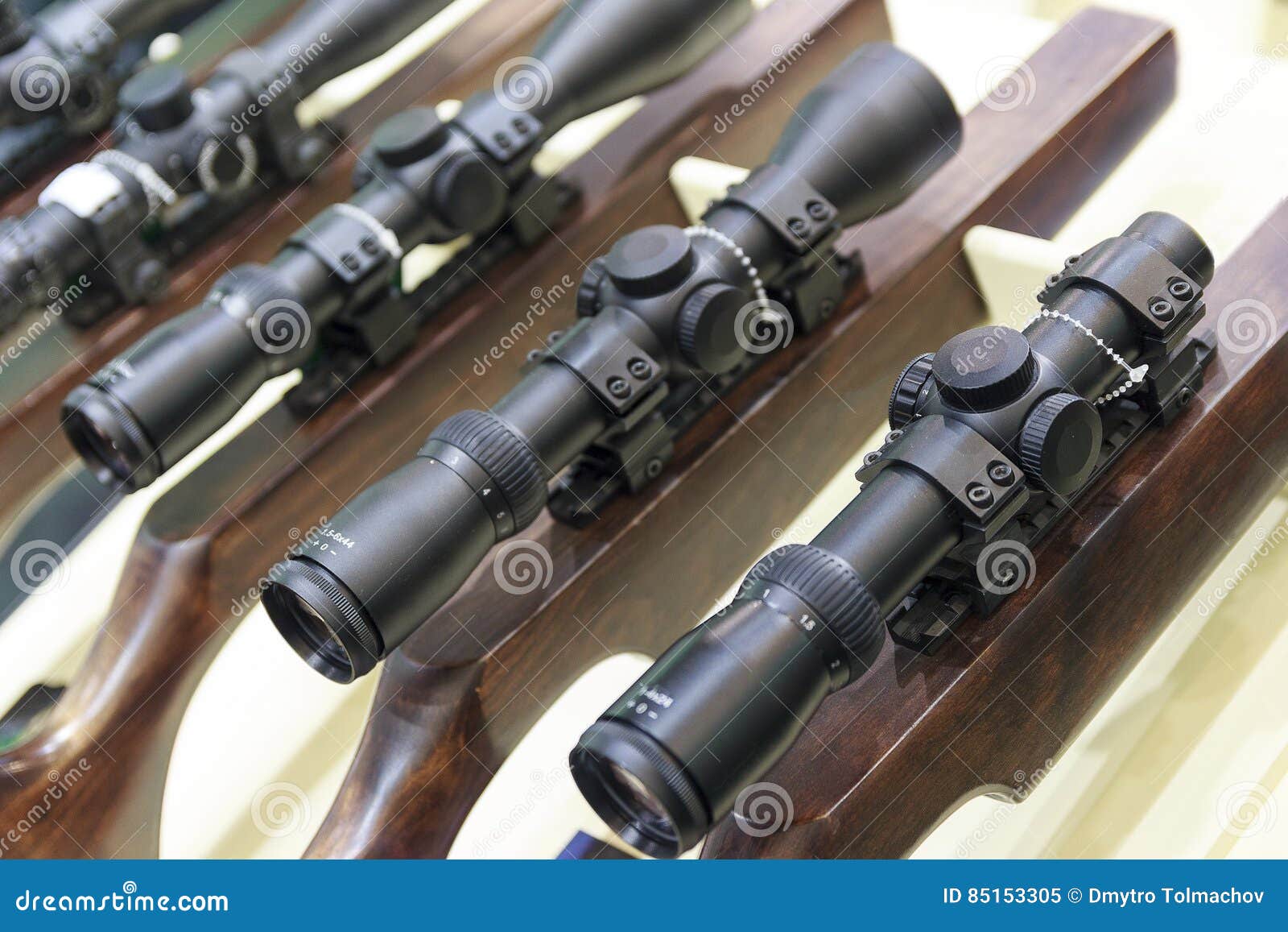 Stand With Hunting Rifles With Telescopic Sights Royalty-Free Stock ...