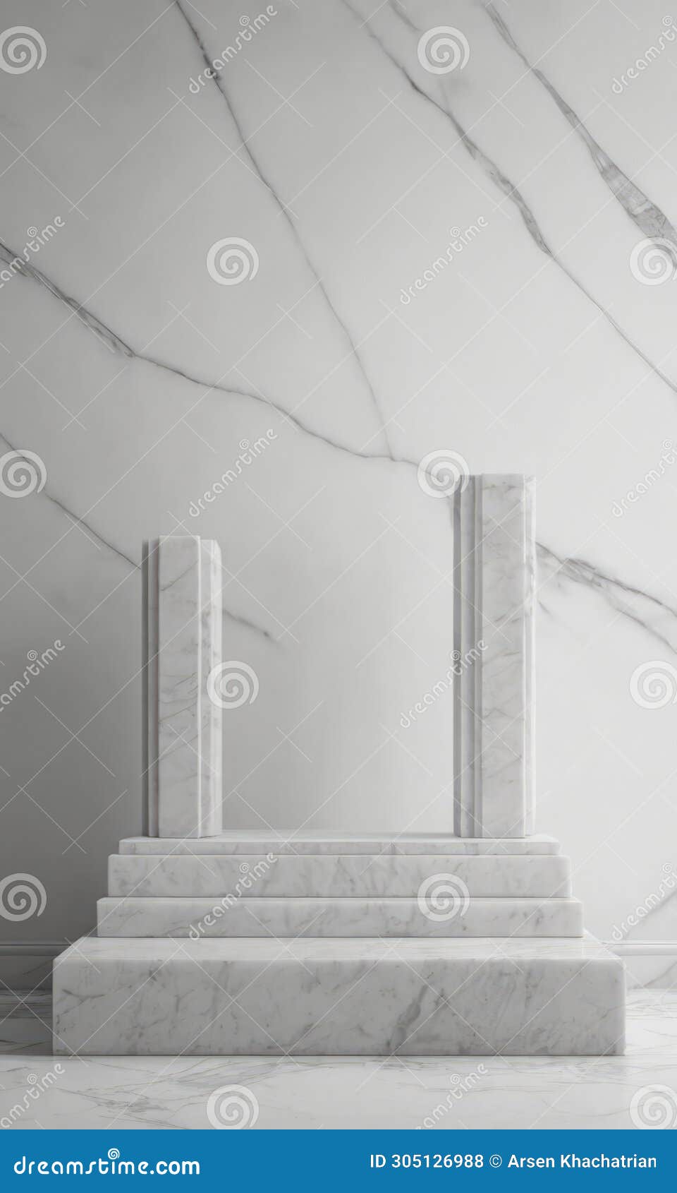Stand Made of Light-colored Marble Slabs and Two Columns. Product Stand ...