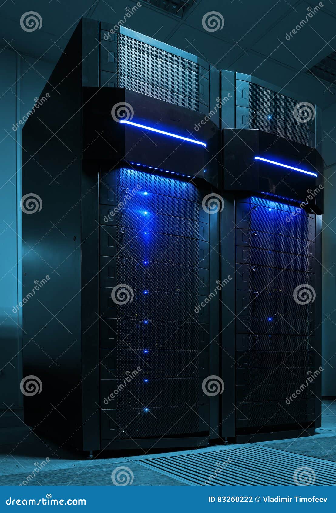 Stand Mainframe in Data Center. Blue Tone Stock Photo - Image of ...