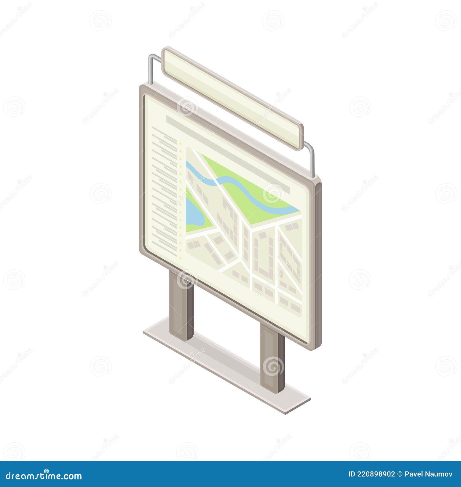 Stand with Map and Navigation Banner As Smart City Isometric Vector ...