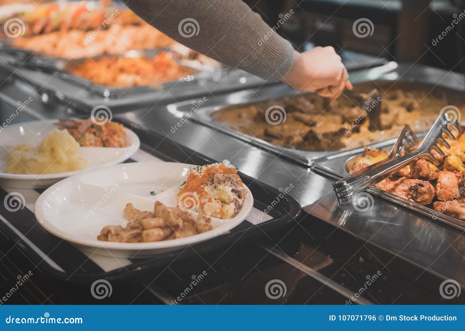 Diner with self-service. stock photo. Image of hotel - 107071796