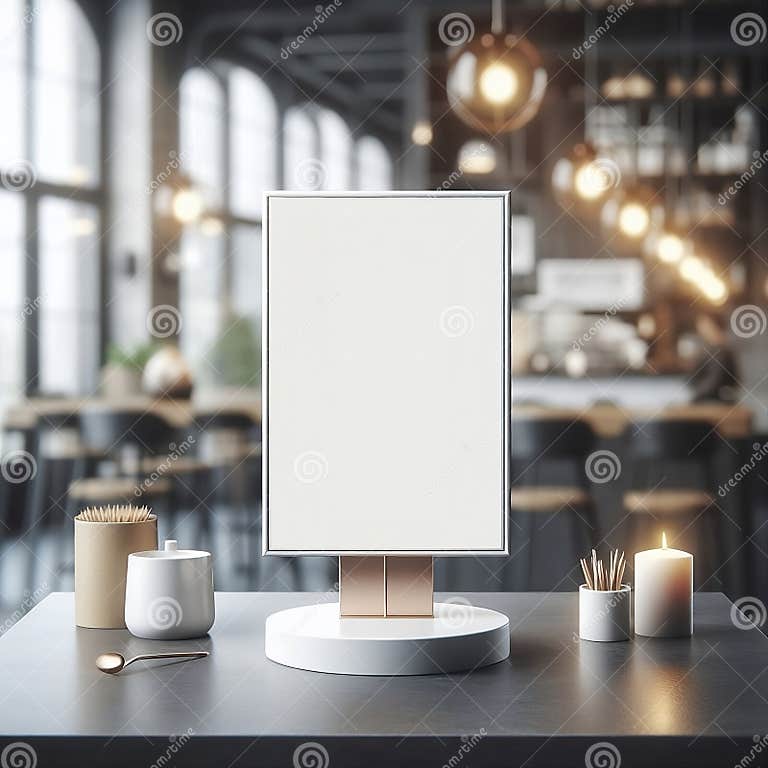 Stand Mock Up Empty Blank White Menu Frame Tent Card Blurred Background ...