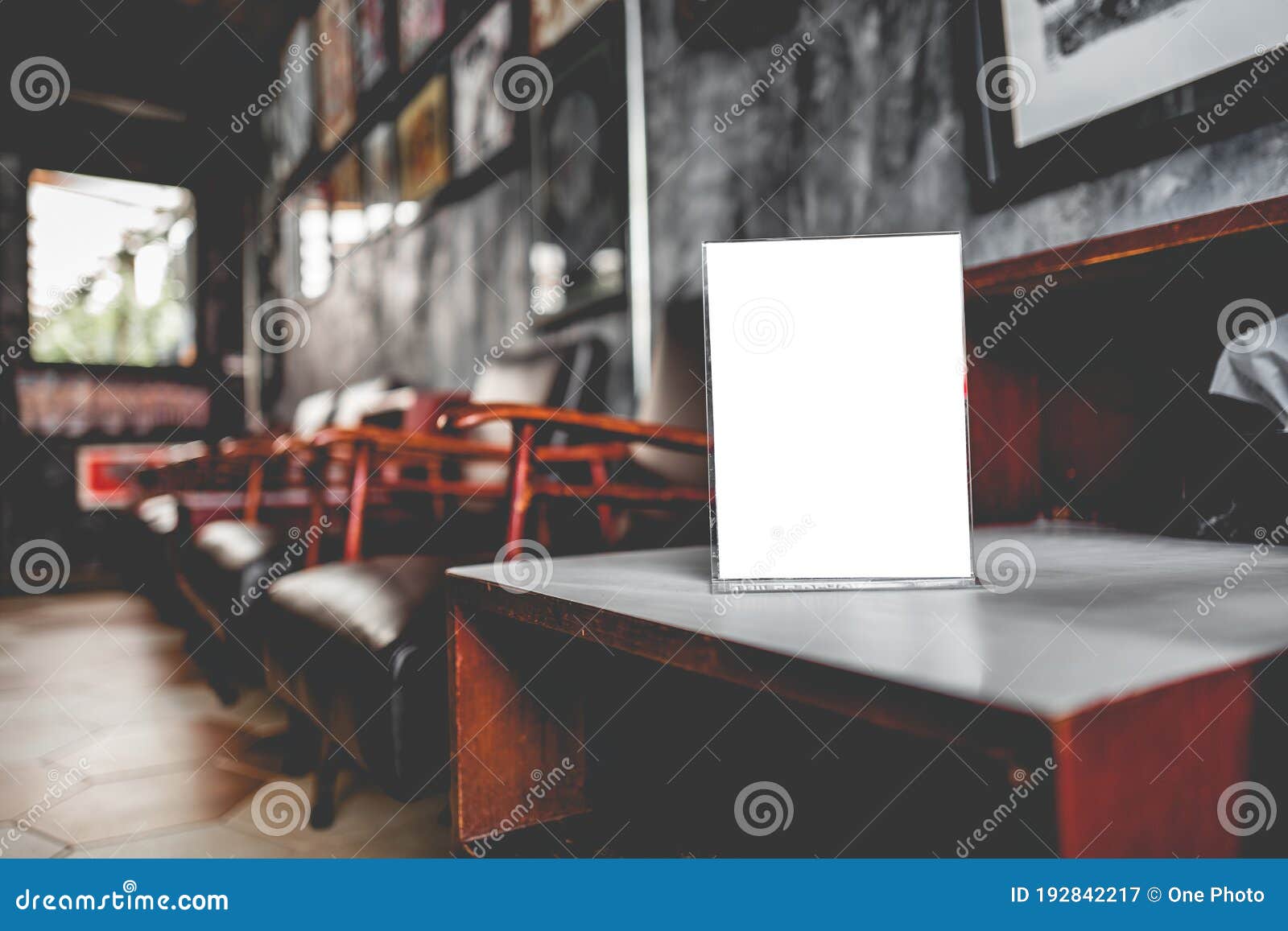Mock Up Menu Frame Template On Table In Restaurant Cafe Royalty-Free ...
