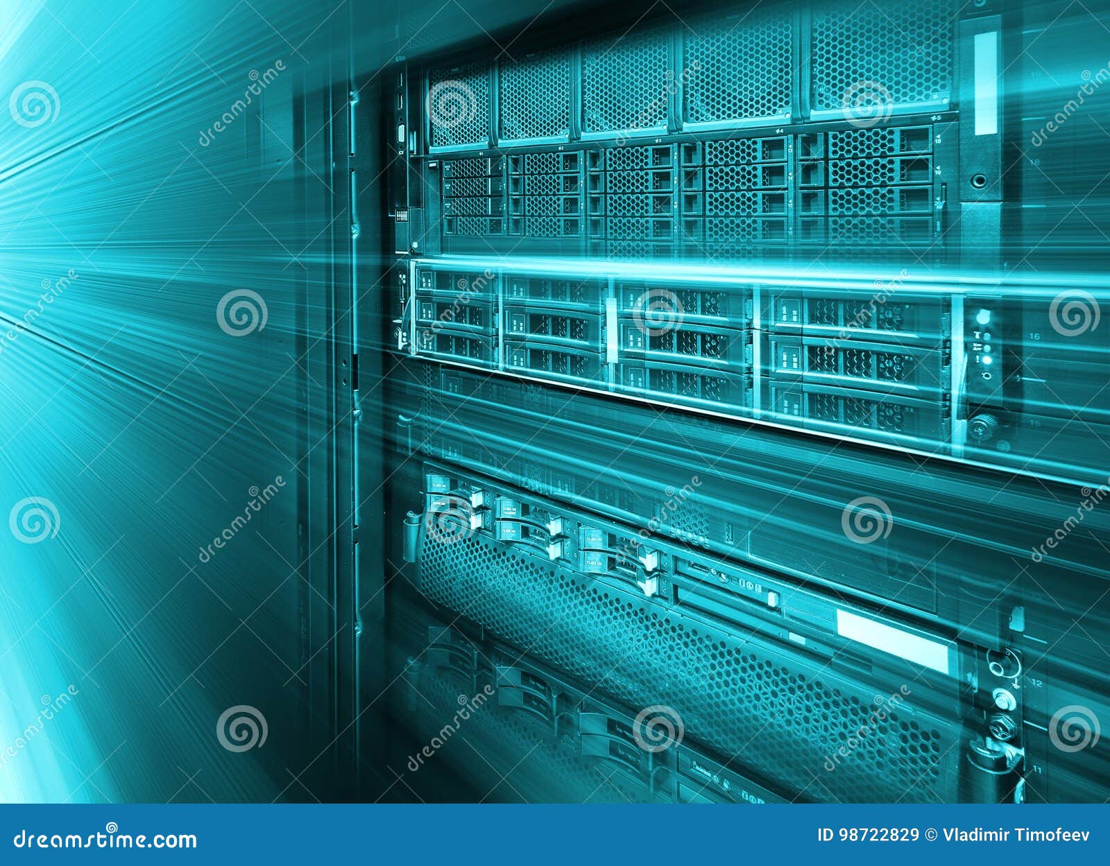 Stand with Server Hardware and Lighting in the Room Motion Blur Stock ...