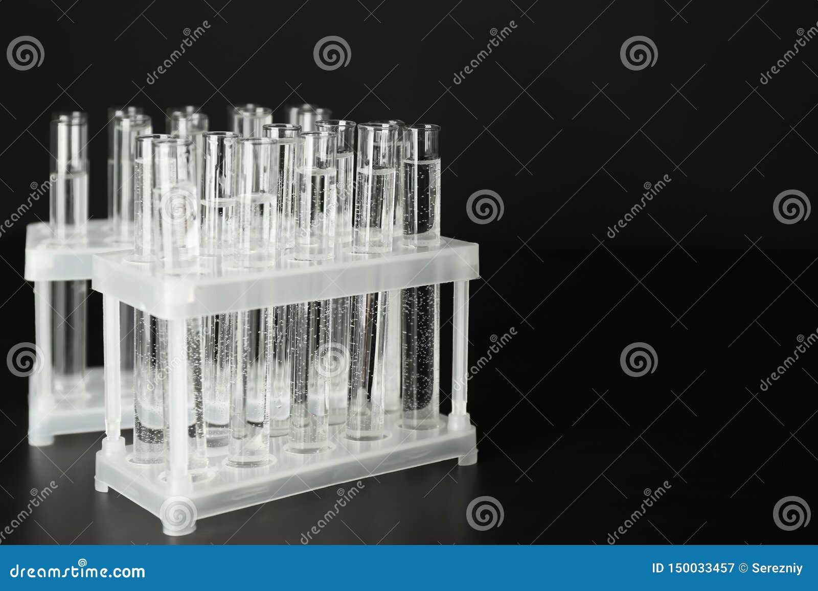Stand with Test Tubes on Black Background Stock Image - Image of ...