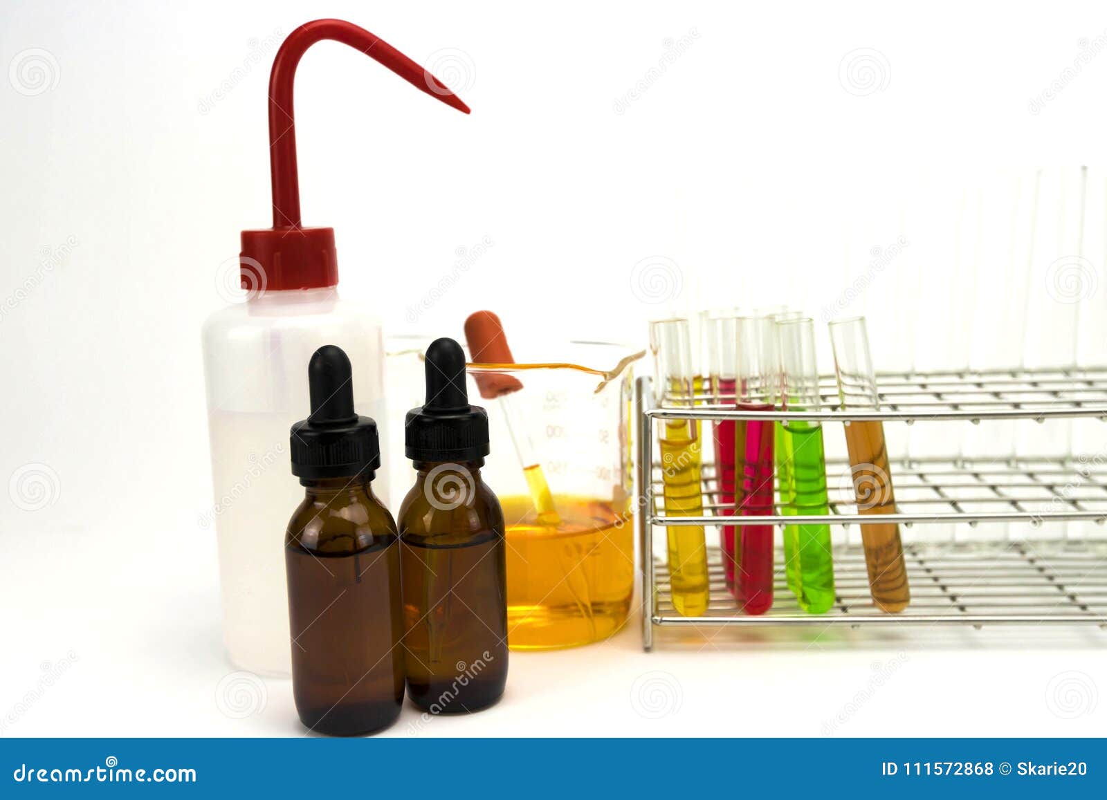 Several Chemical Solution in Flask. Laboratory Glassware Stock Photo ...