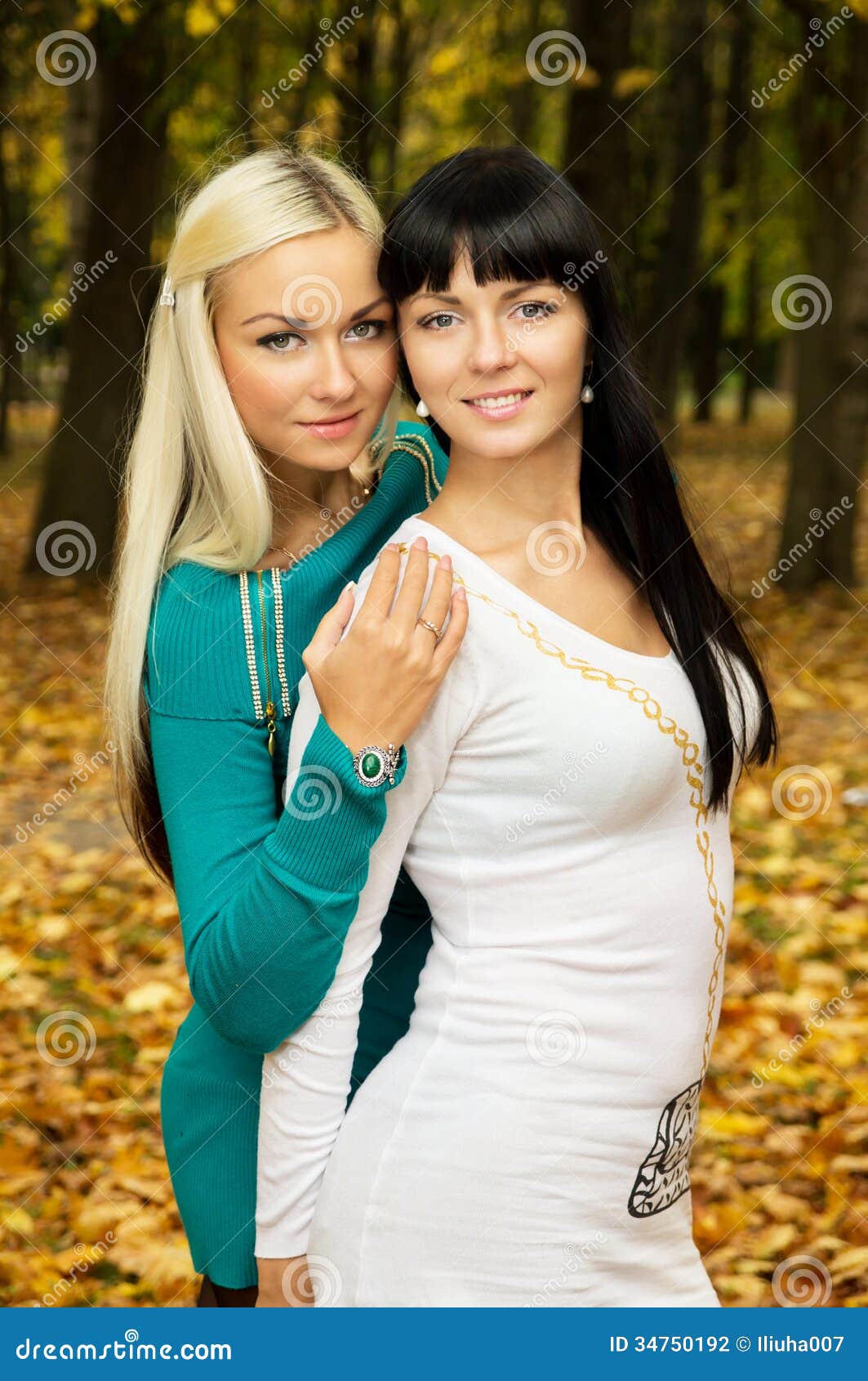 Stand are Two Sisters Happy Stock Photo - Image of emotions, couples ...