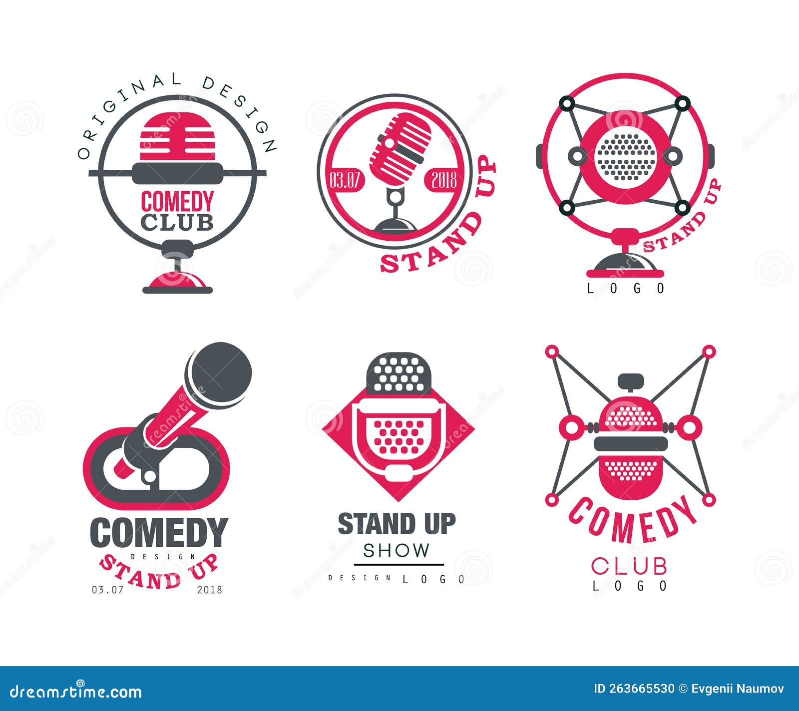 Stand-up Club-Logo-Design Mit Mikrofon Und Text-Vektorset Vektor ...