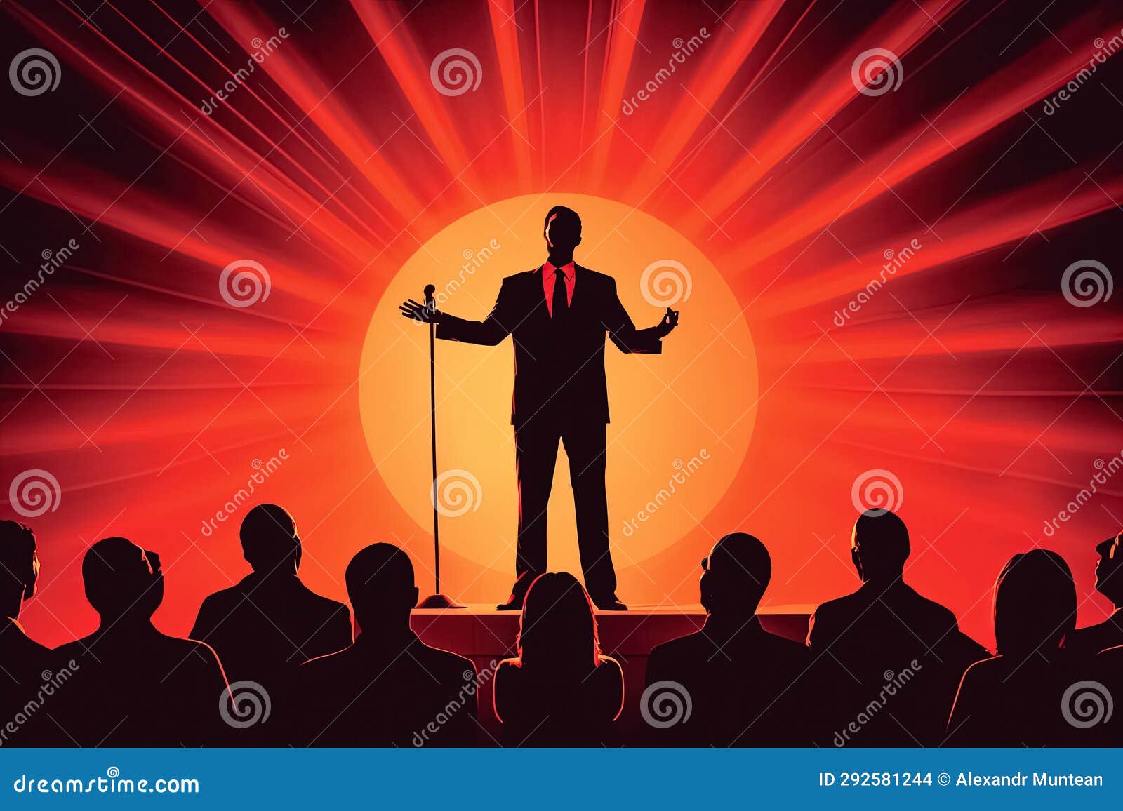 Stand-up Comedian on Stage. Stock Illustration - Illustration of club ...