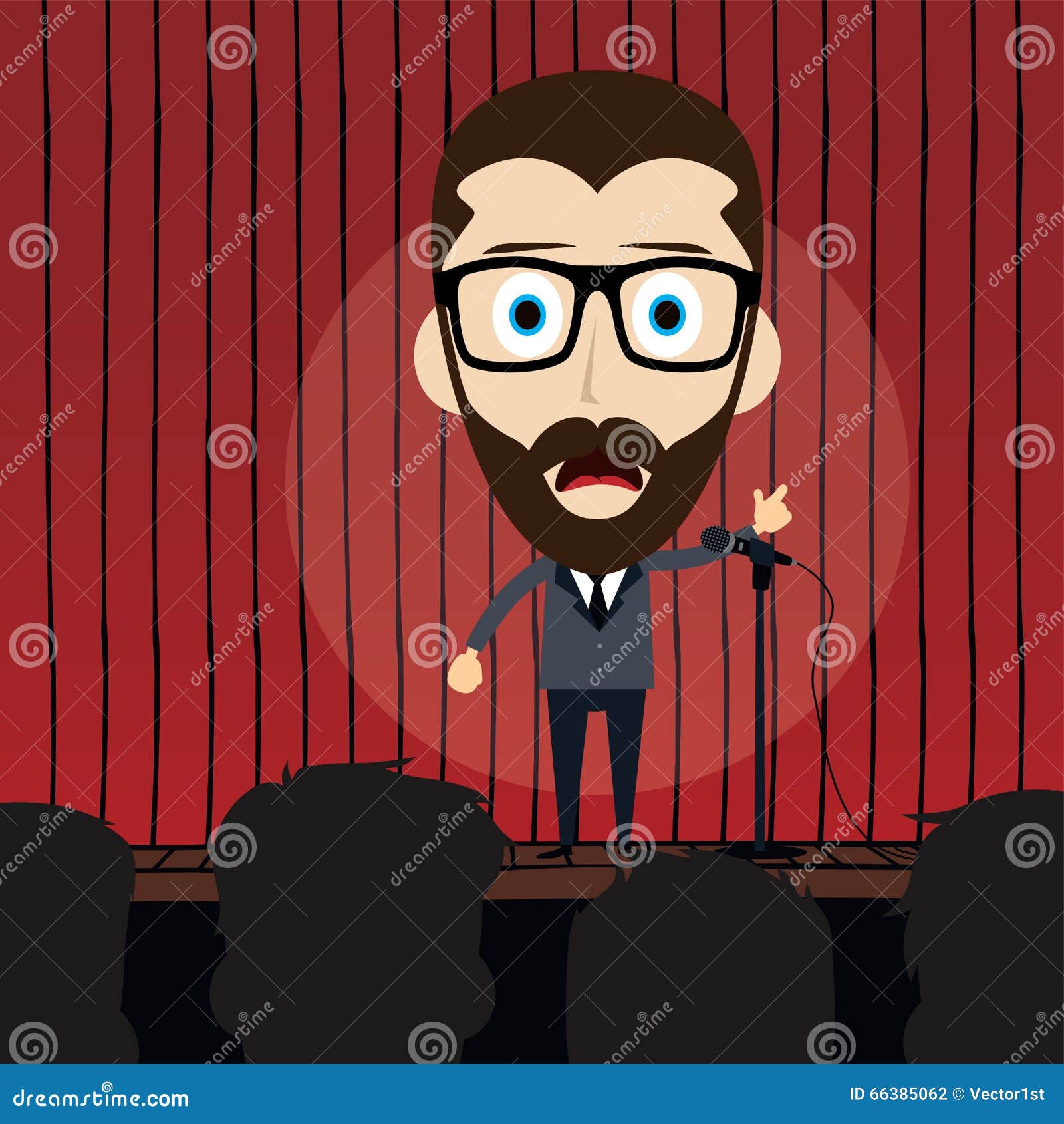 Stand up comedy stock vector. Illustration of glasses - 66385062