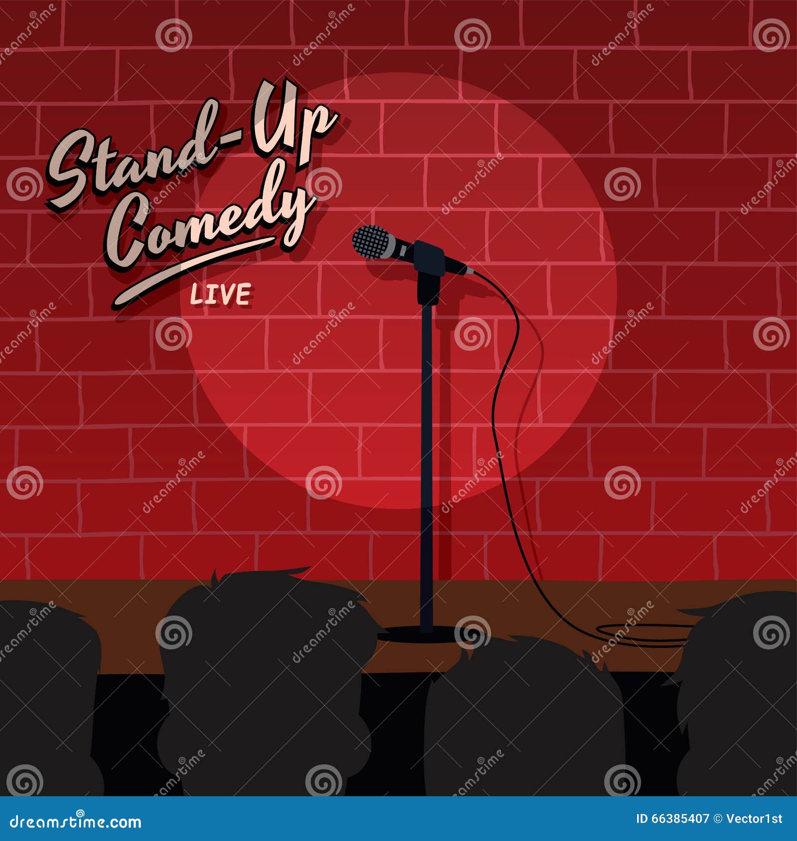 Stand Up Comedy Show - Microphone On Stool In Ray Of Spotlight And ...