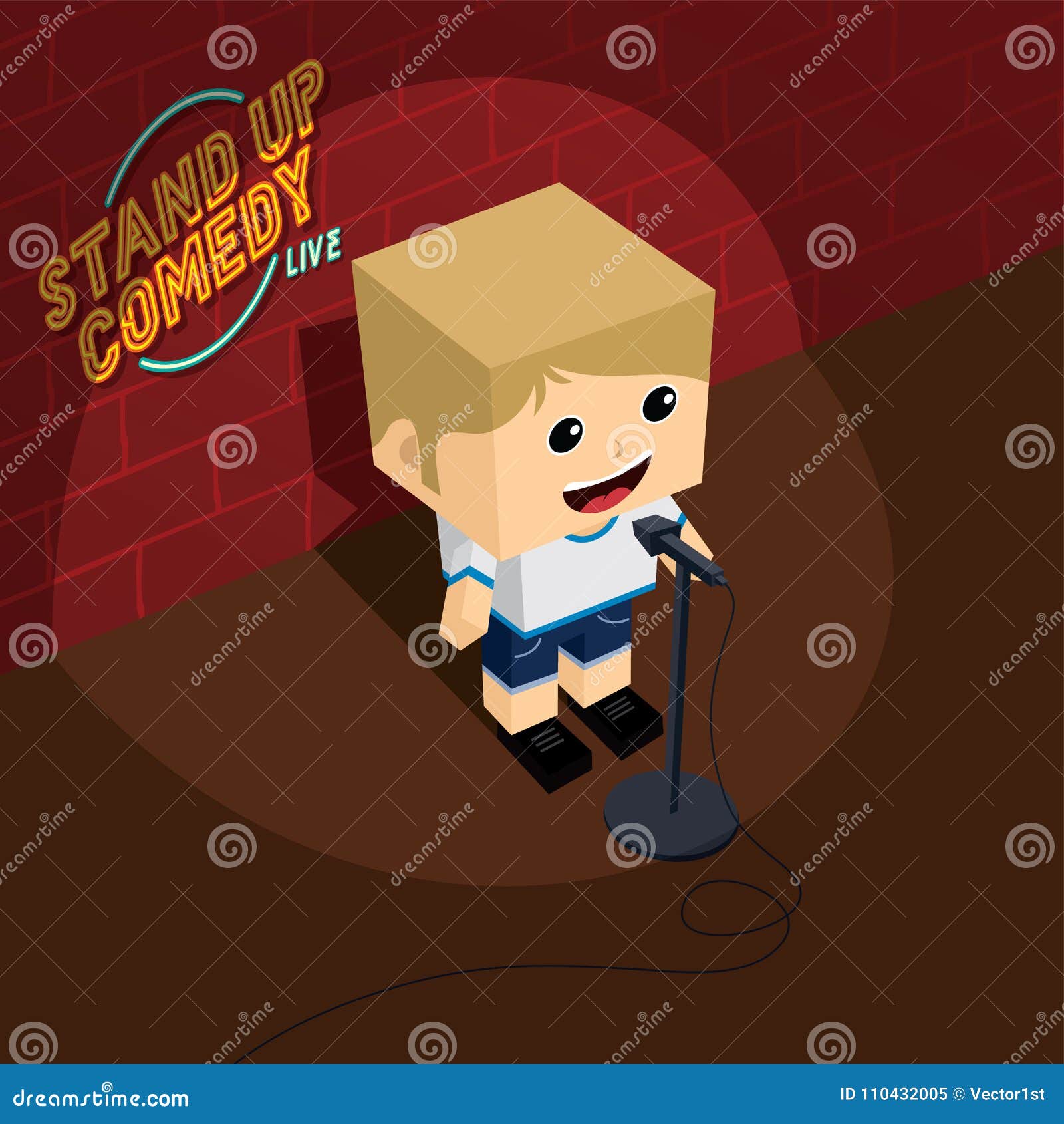 Stand Up Comedy Comic Guy on Stage Stock Vector - Illustration of ...