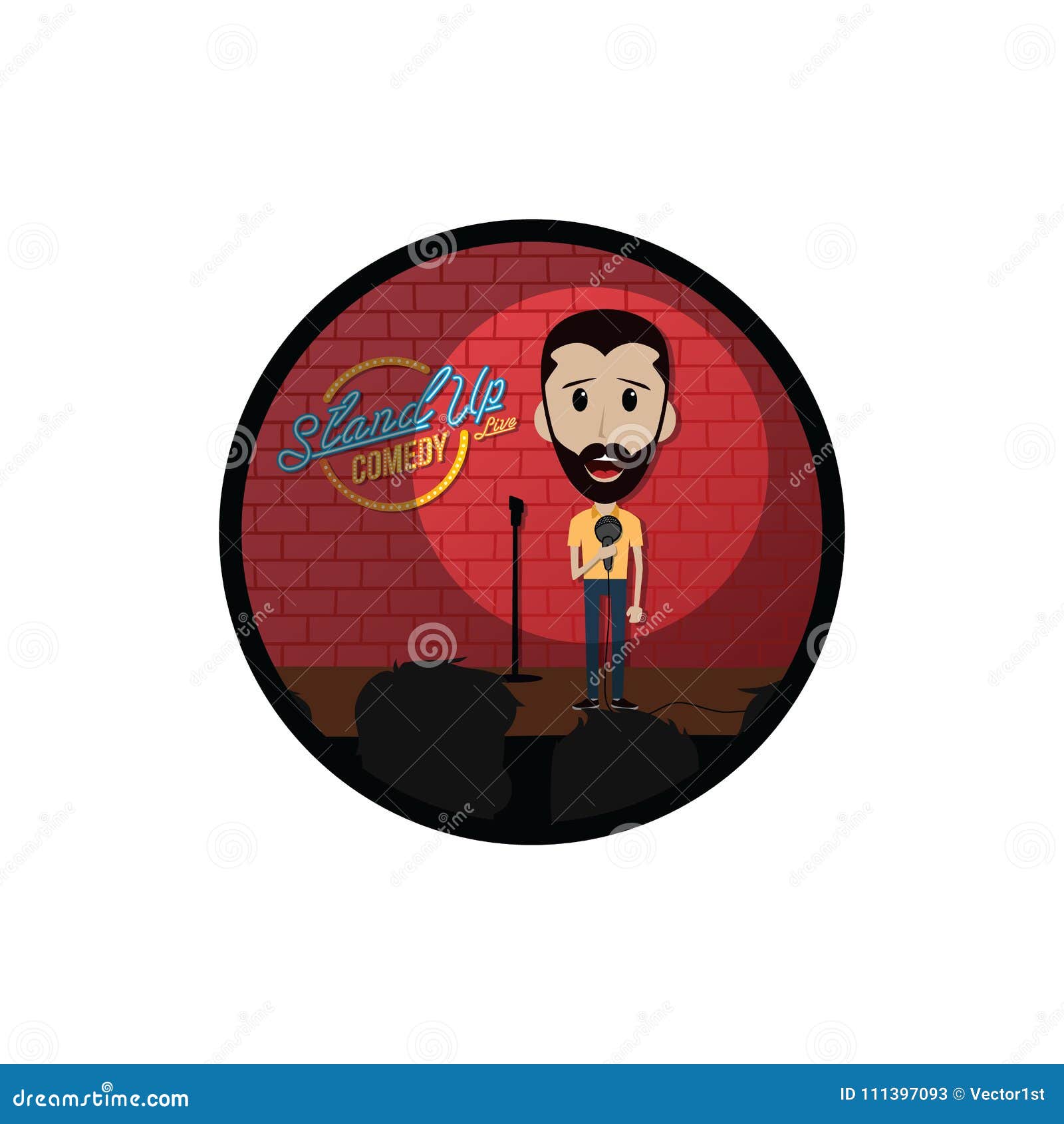 Stand Up Comedy Comic Guy on Stage Stock Vector - Illustration of stage ...