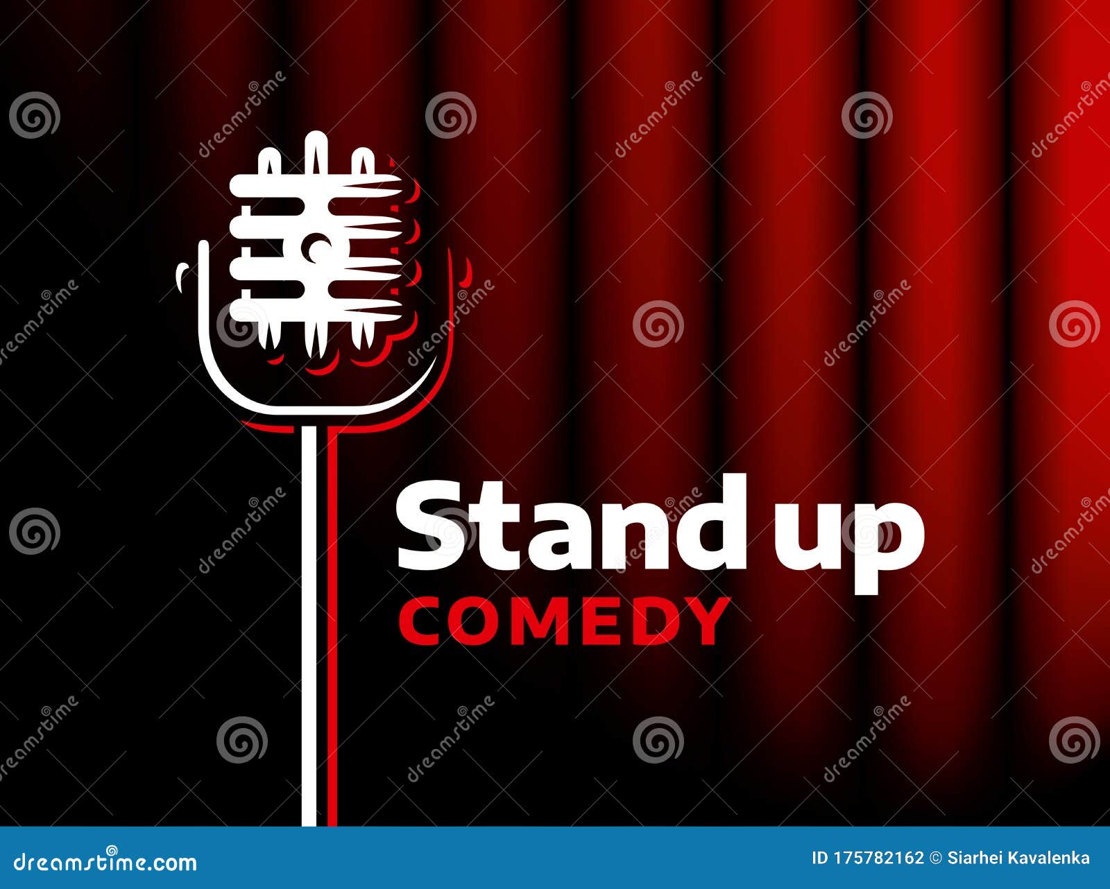 Stand Up Comedy Event Emblem Design Retro Style Vector Illustration