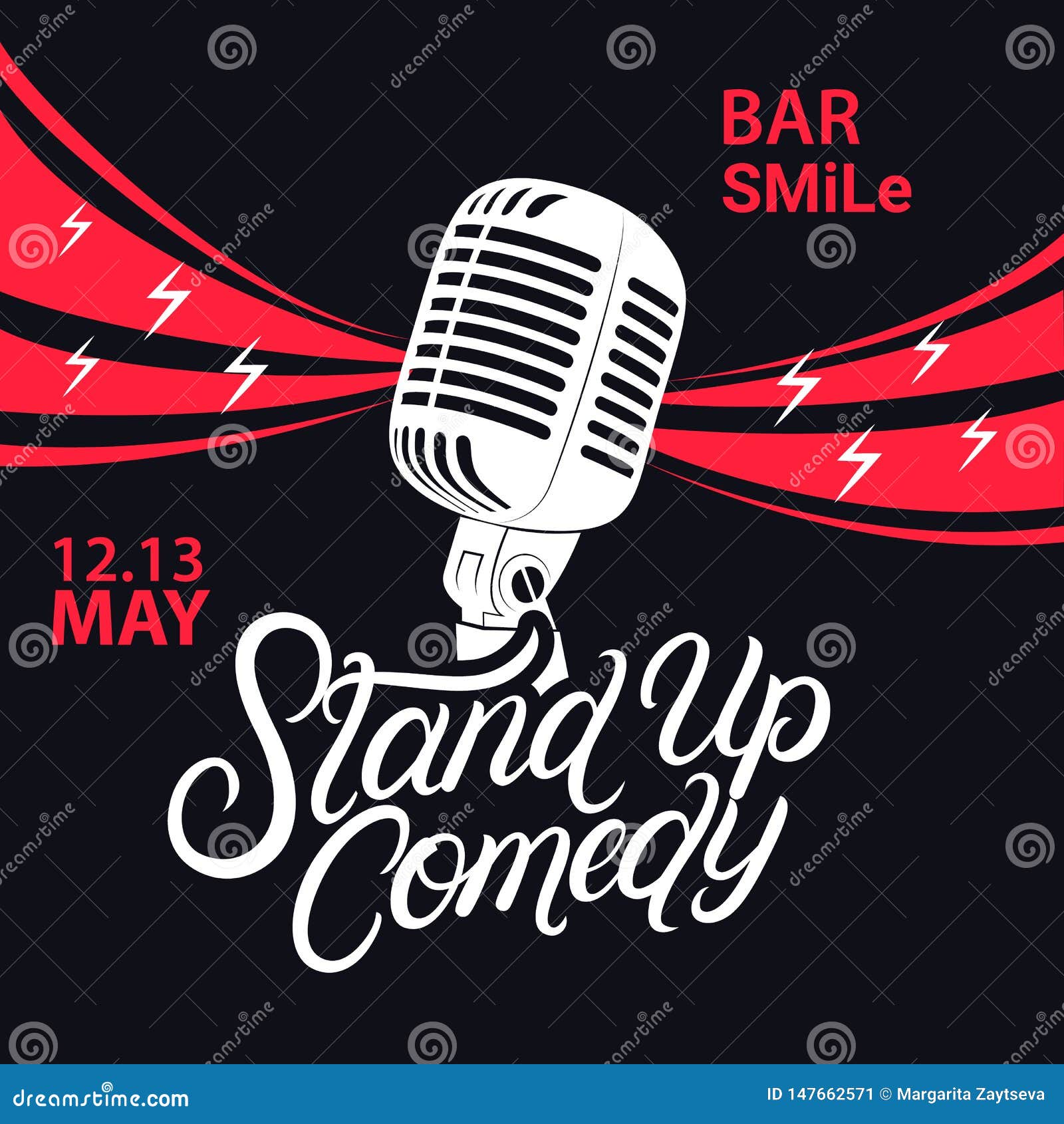 Standup Show Signs Neon Comedy Club And Open Microphone Icons