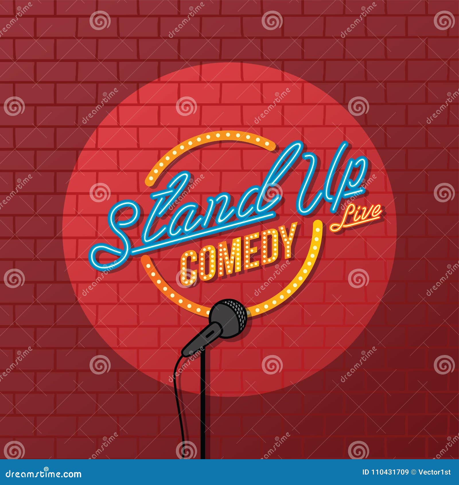 Stand up comedy open mic stock vector. Illustration of stand - 110431709