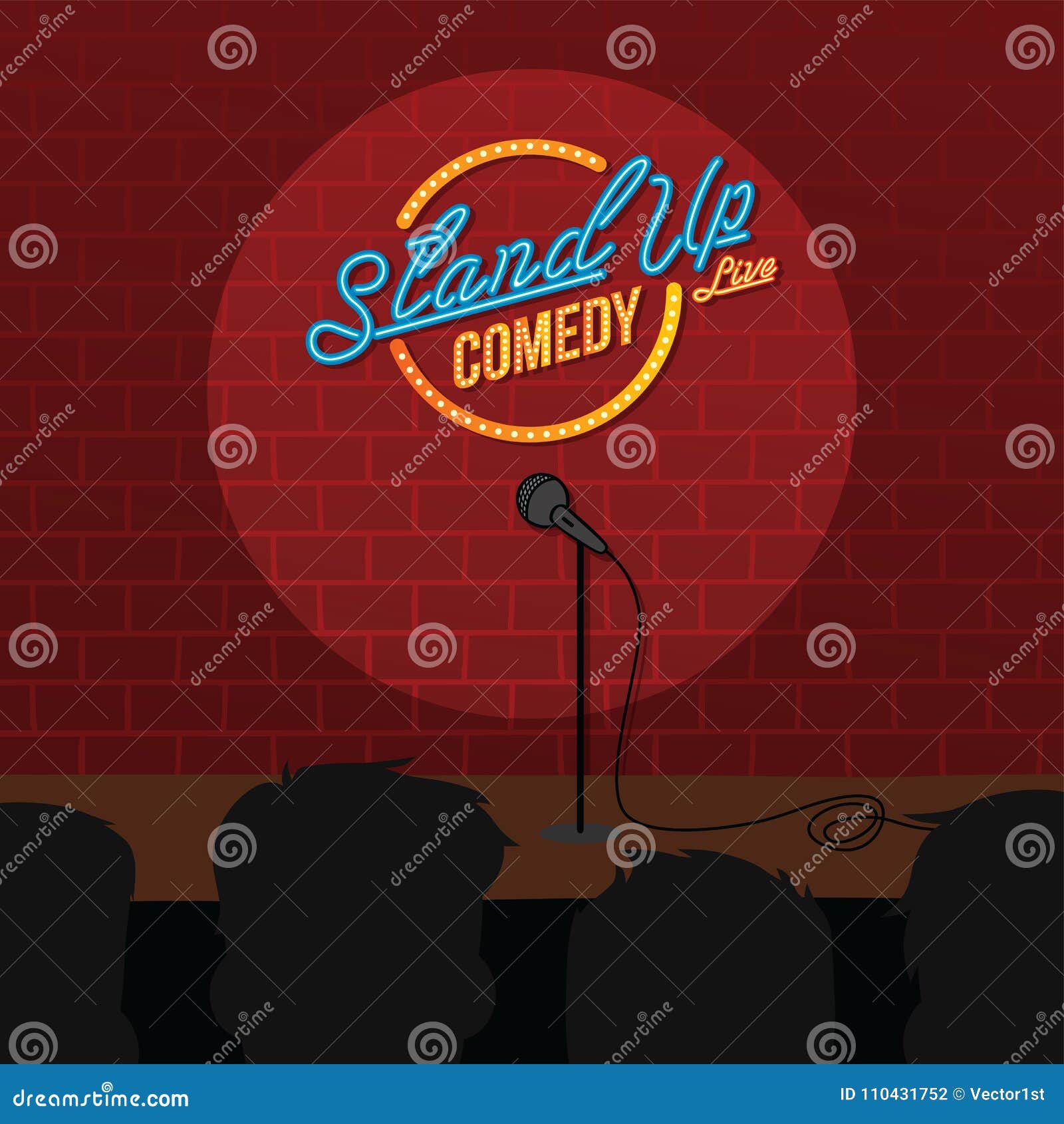 Stand up comedy open mic stock vector. Illustration of laugh - 110431752