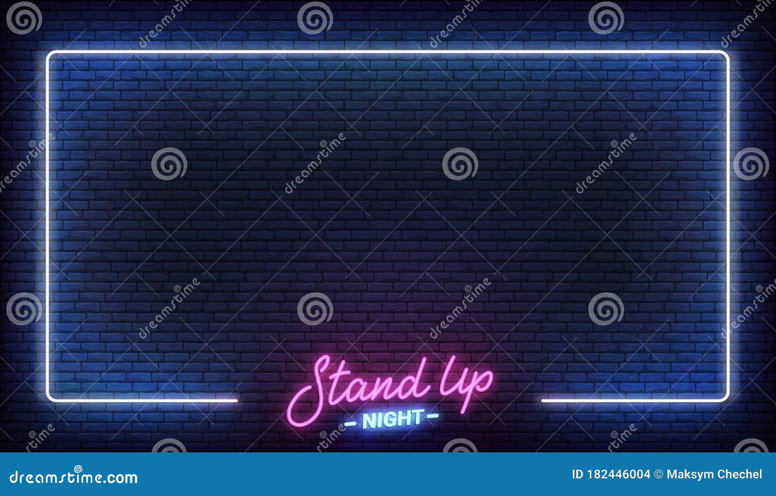 Stand Up Comedy Show Neon Template. Stand Up Lettering and Glowing Neon ...