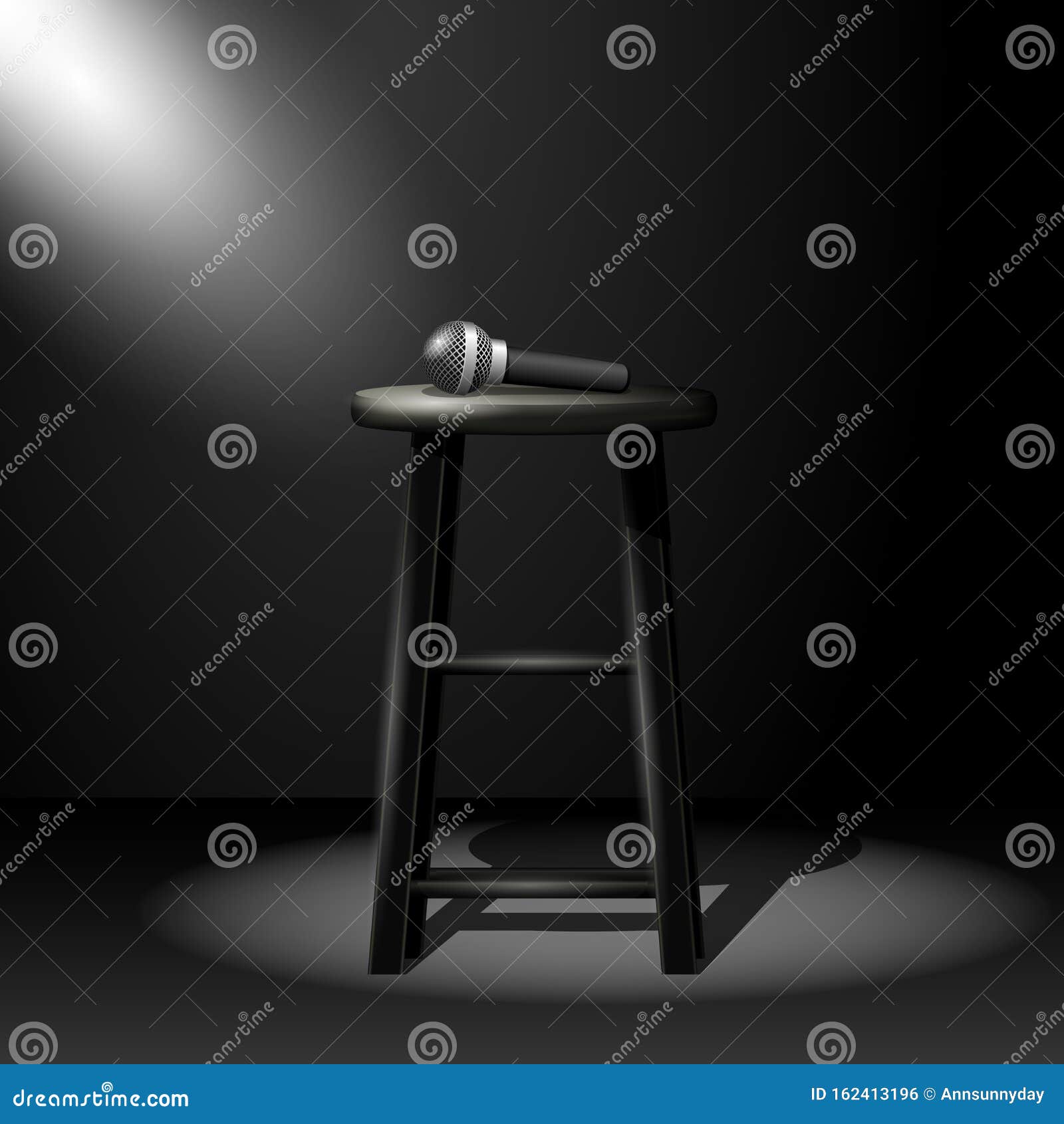 Stand Up Comedy Stage - Microphone on Stool in Ray of Spotlight Stock ...