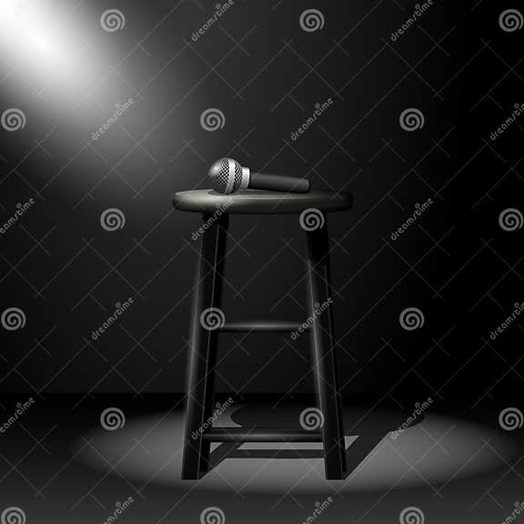 Stand Up Comedy Stage - Microphone on Stool in Ray of Spotlight Stock ...