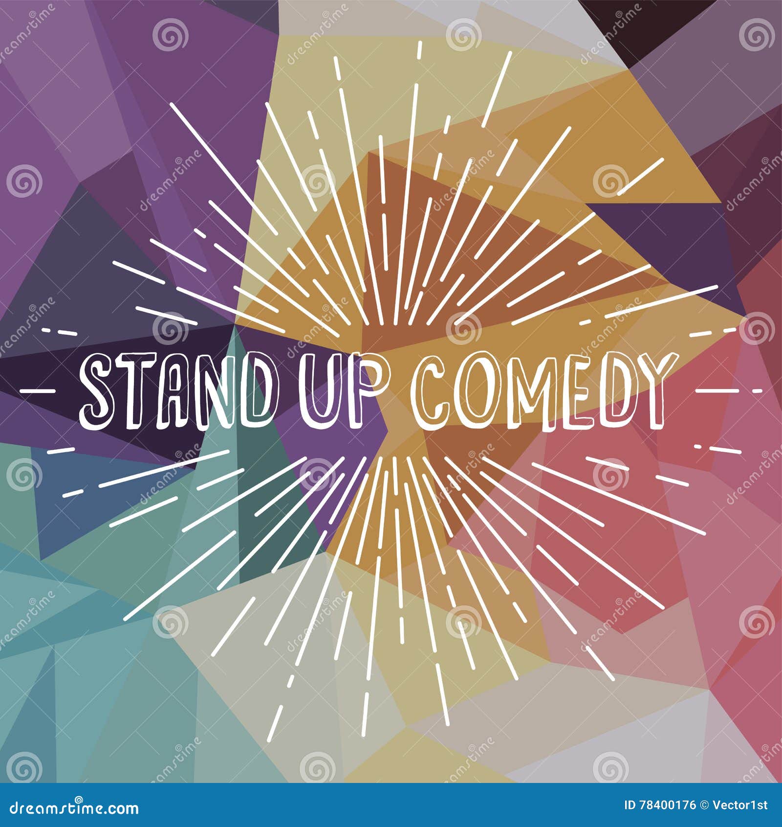 Stand Up Comedy Text Show Sunrays Retro Theme Stock Illustration ...