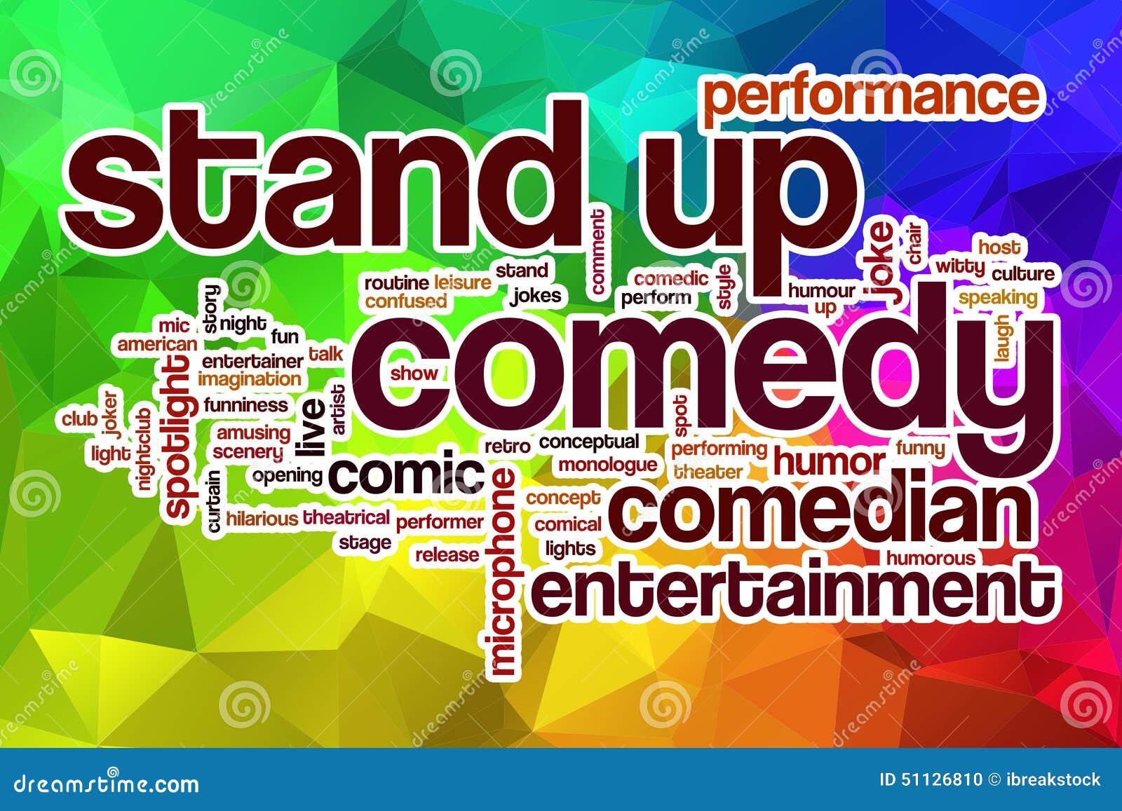 Stand Up Comedy Word Cloud with Abstract Background Stock Illustration ...