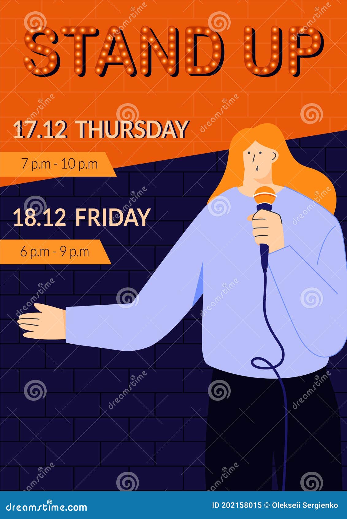 Stand-up Show Poster Template With Young Female Stand-up Comedian ...