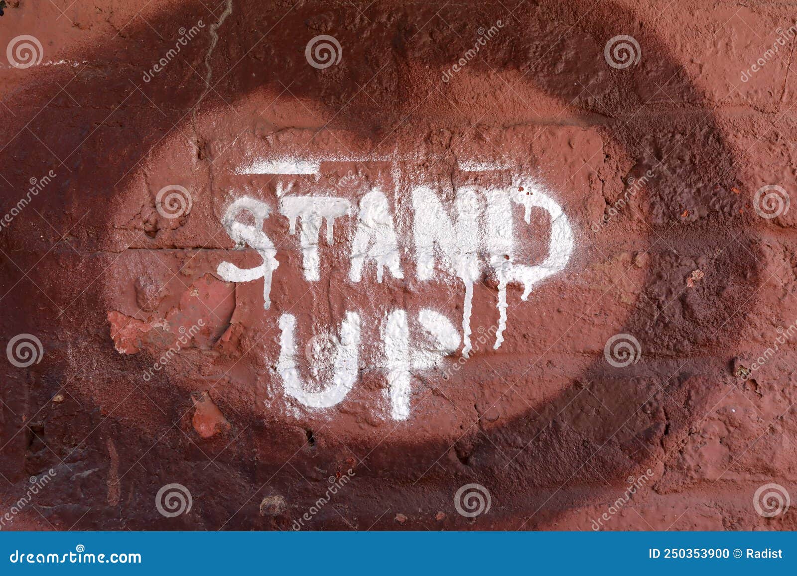 Stand Up sign on wall stock photo. Image of design, concept - 250353900