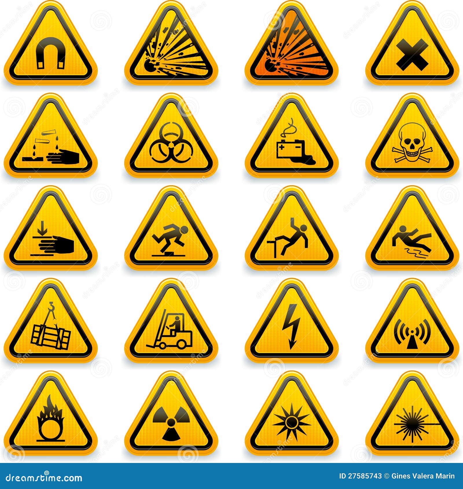 Standaard gevaarsymbolen vector illustratie. Illustration of vlam ...