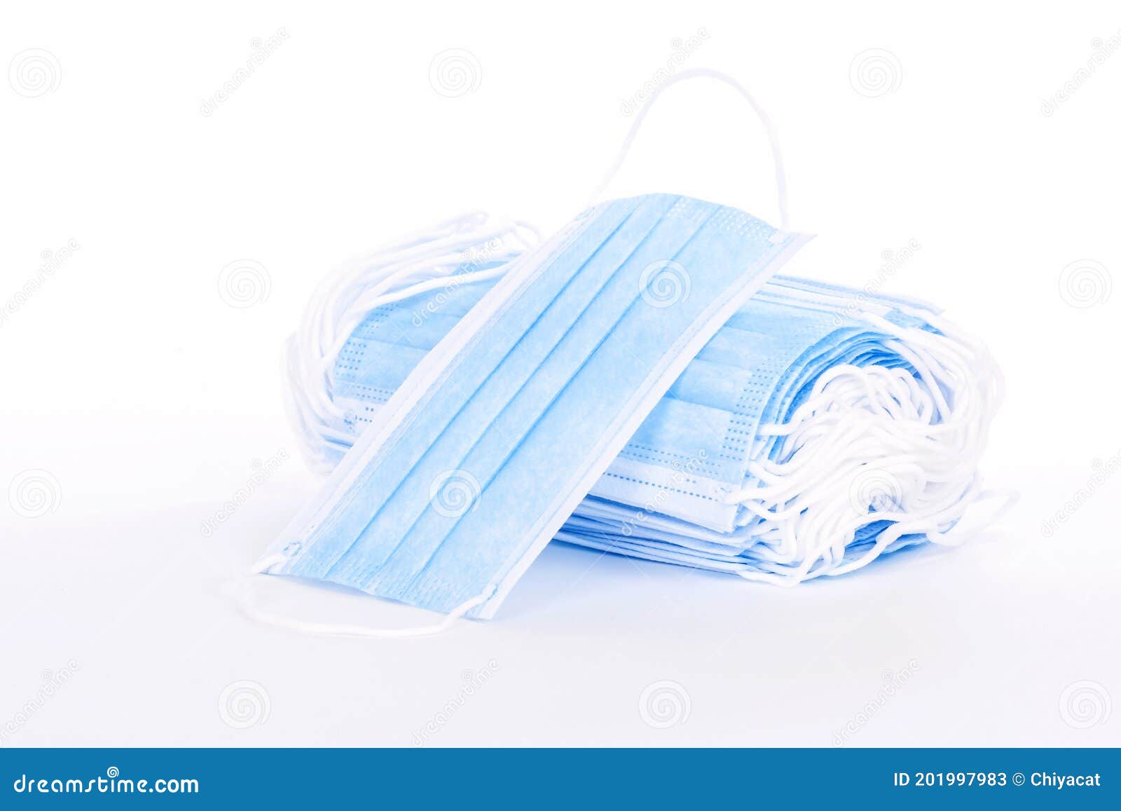 Standard Blue Surgical Masks Isolated on White Stock Image - Image of ...