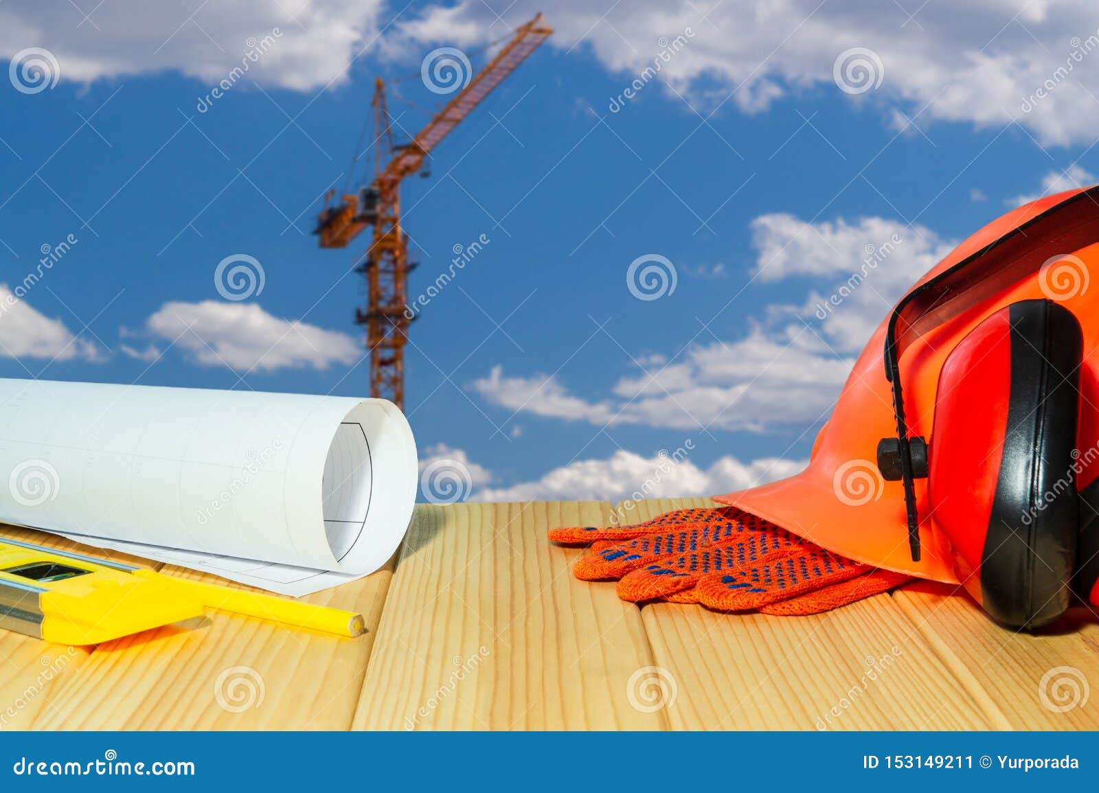 Standard Construction Safety, Building Protection and Tools Stock Image ...