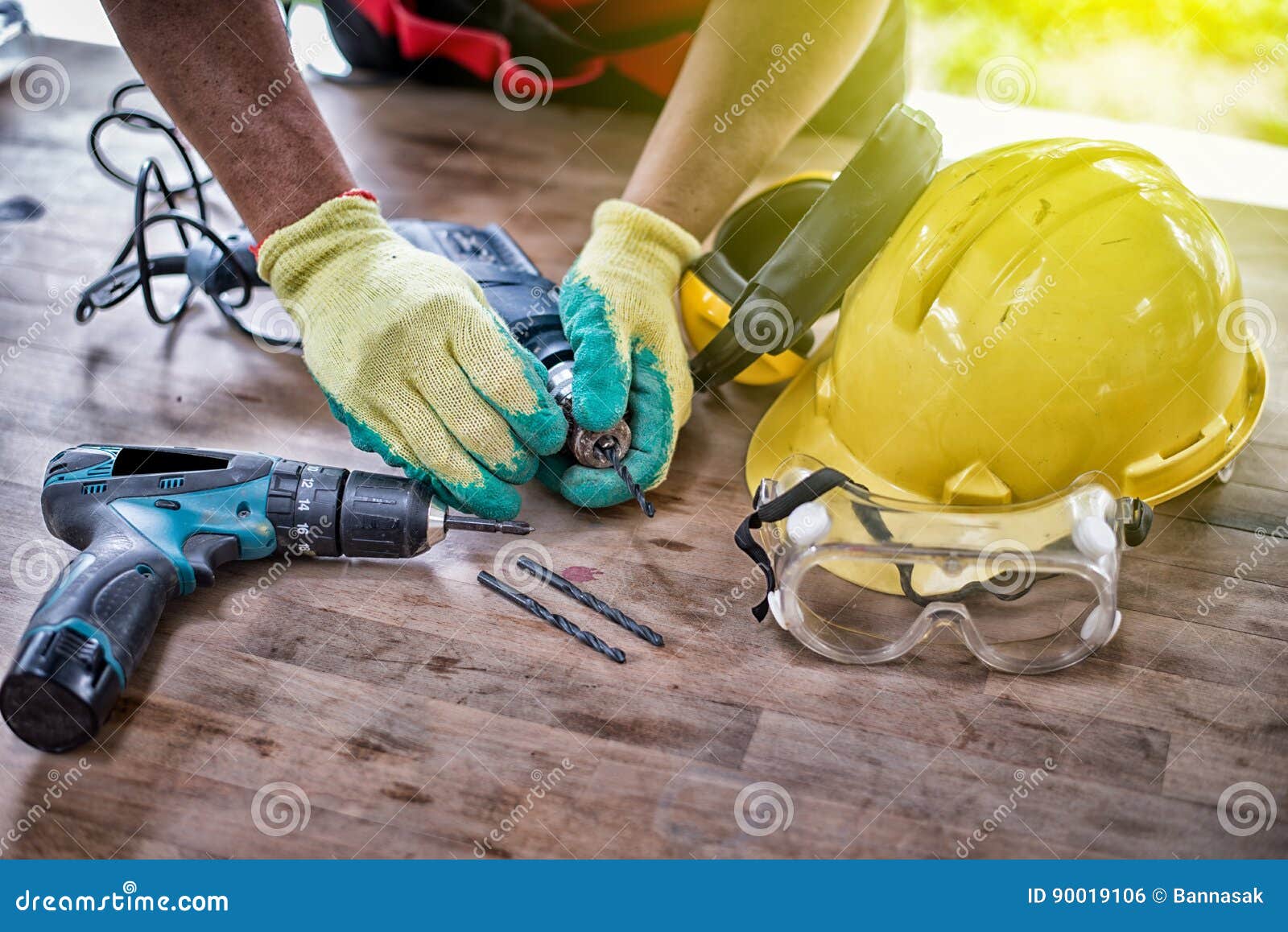 Standard Construction Safety Equipment and Put a Dril Stock Photo ...