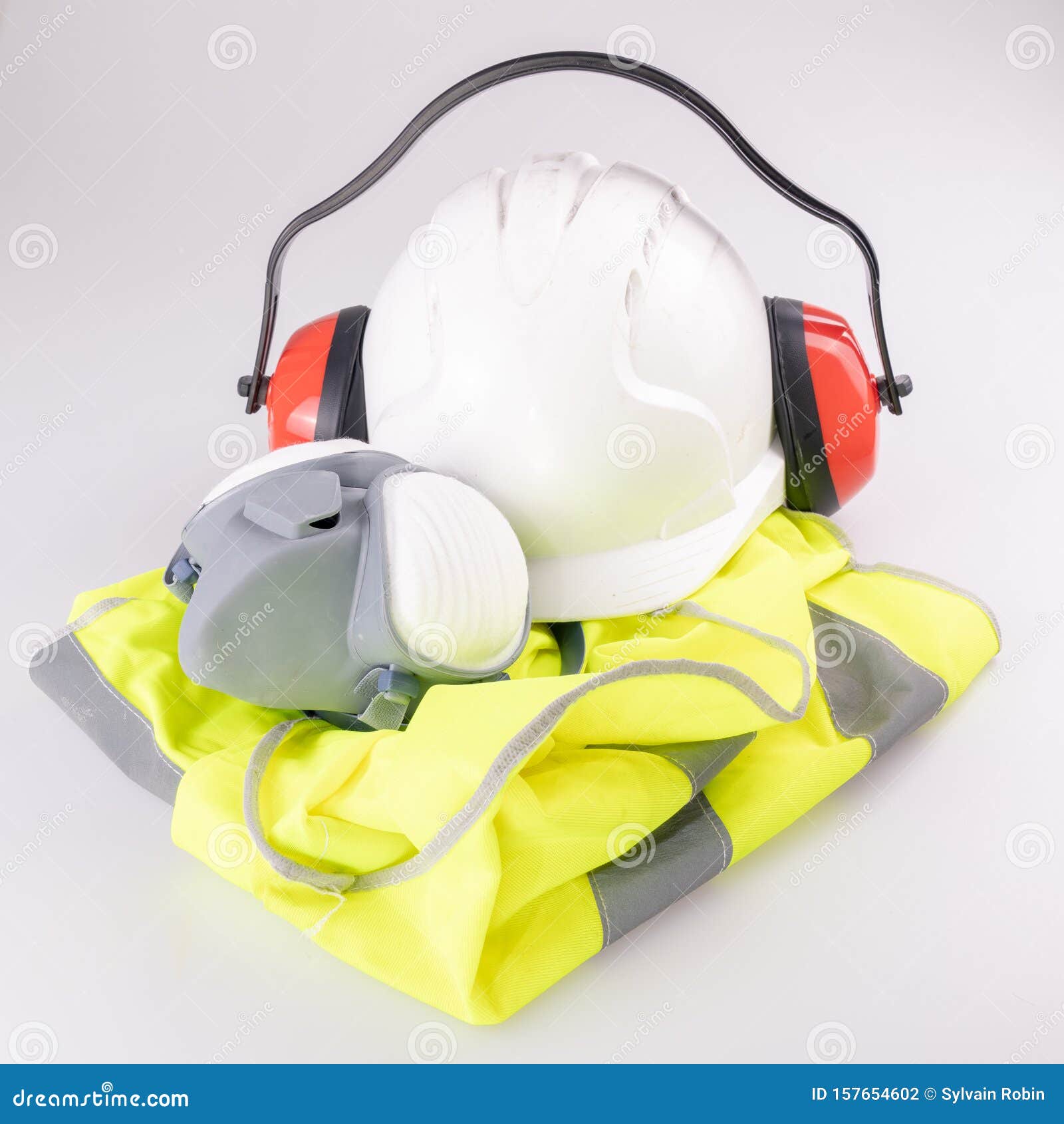 Standard Construction Safety Equipment on Table Stock Photo - Image of ...
