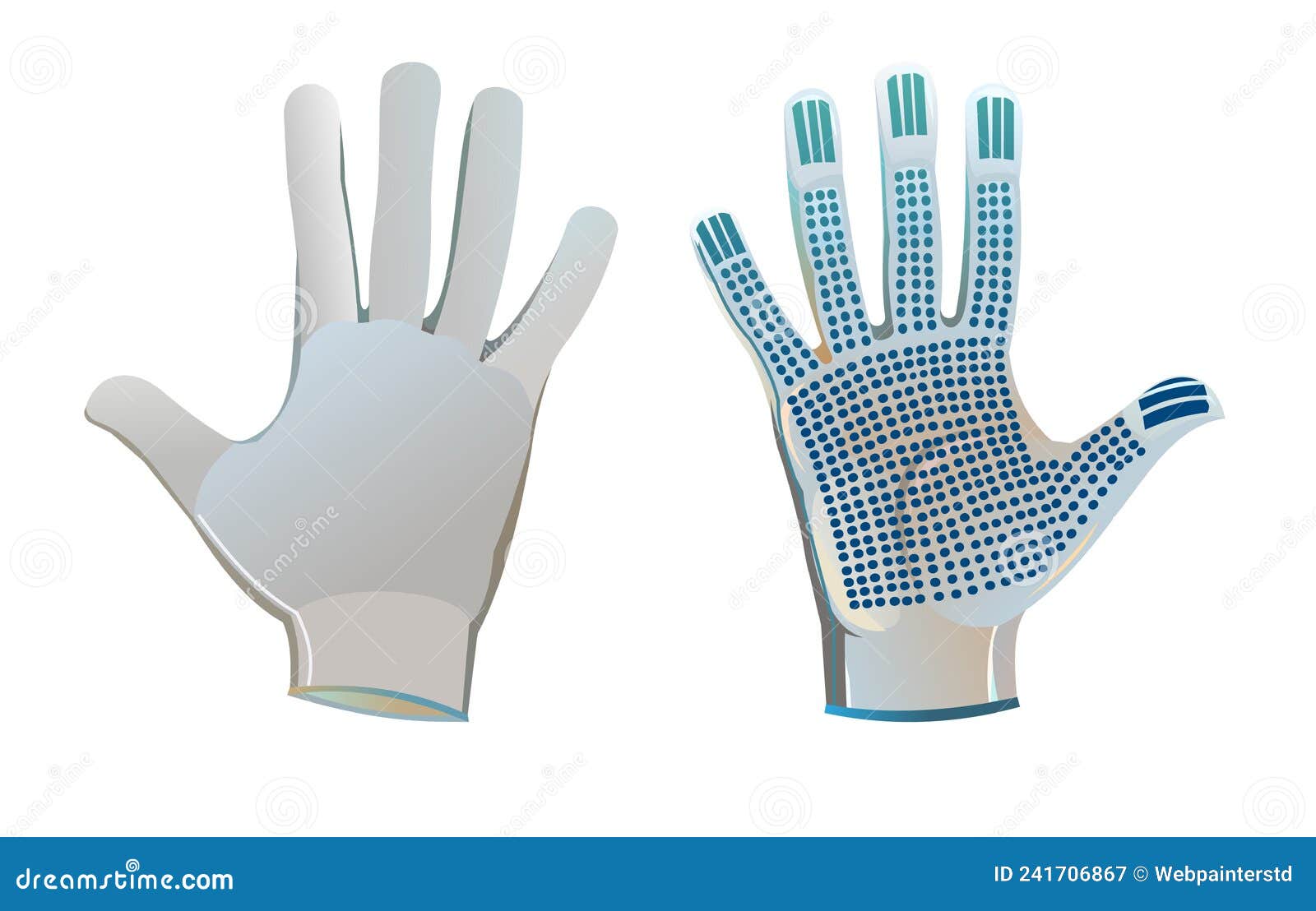 Standard Cotton Work Gloves with Rubberized Palms. Cartoon Style ...